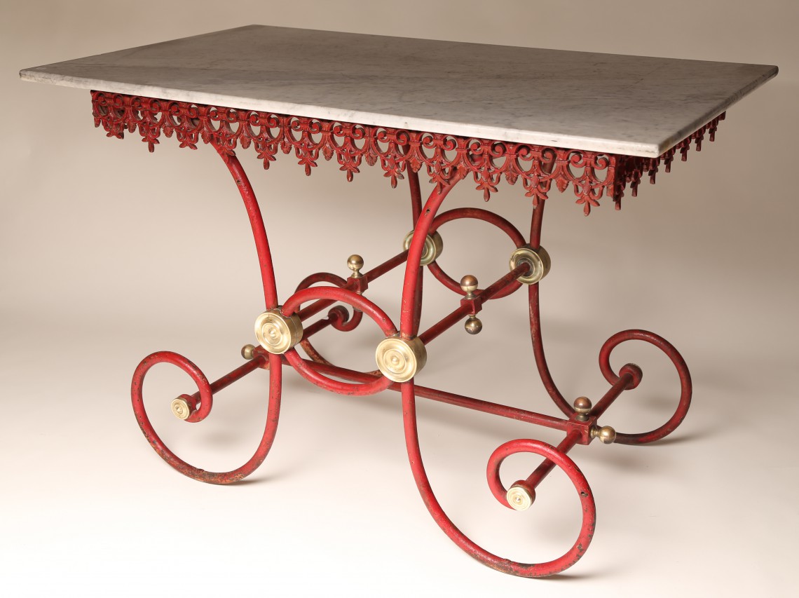 - French Marble Top Cast Iron Pastry Table - Rafael Osona Auctions ...
