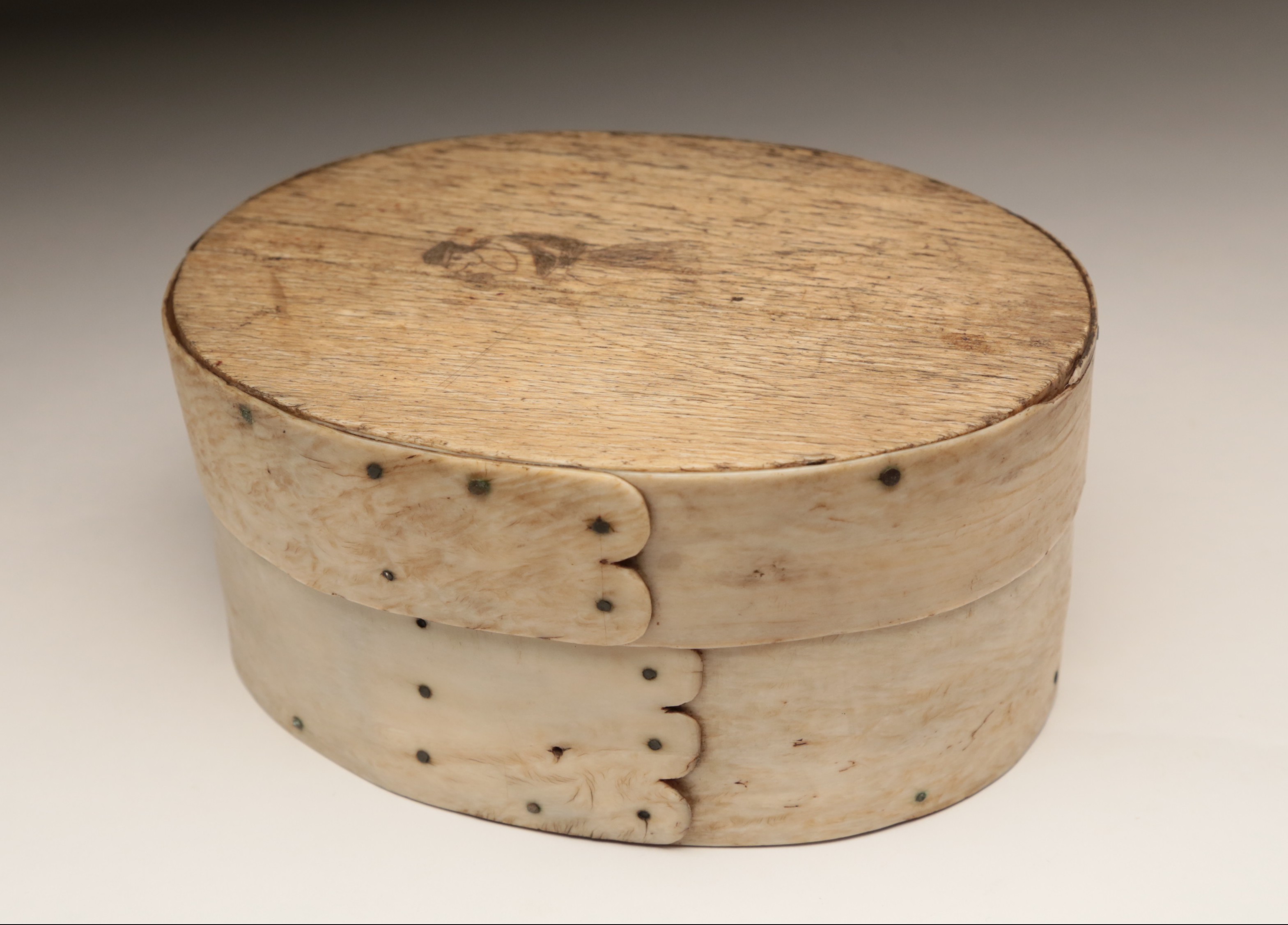 Scrimshaw - Sailor Made Scrimshaw Panbone Oval Ditty Box, circa 1850 ...