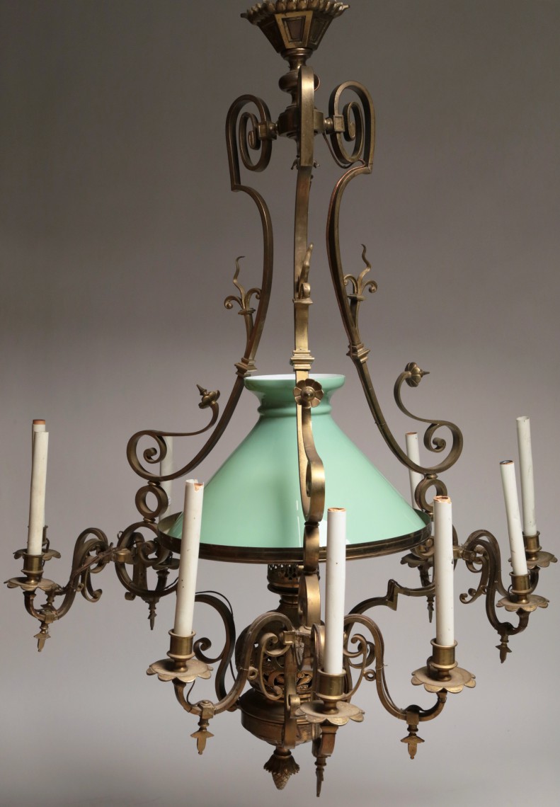 American Brass Gas Chandelier - Rafael Osona Auctions Nantucket, MA