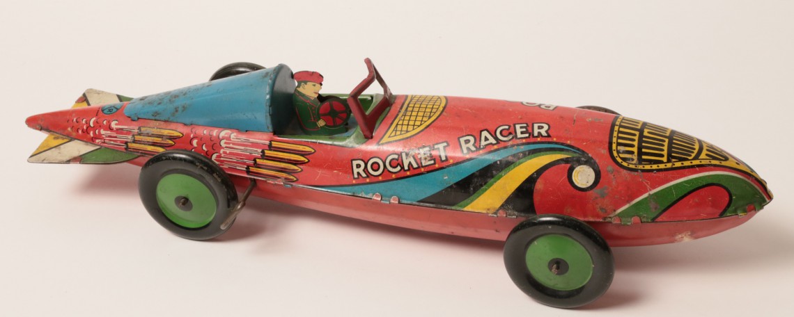 Rocket Racer - Vintage Hand Painted "Rocket Racer" Tin Toy - Rafael ...