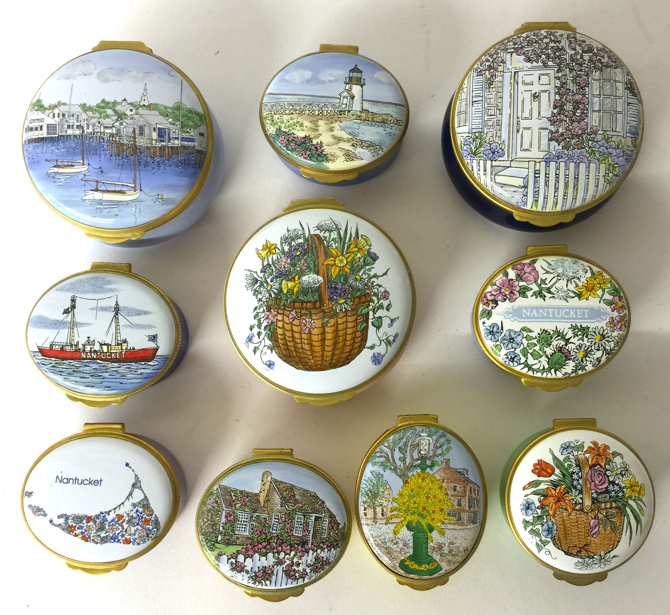 Anderson's Enamel Boxes - Collection of 10 Anderson's Enamel Boxes with ...