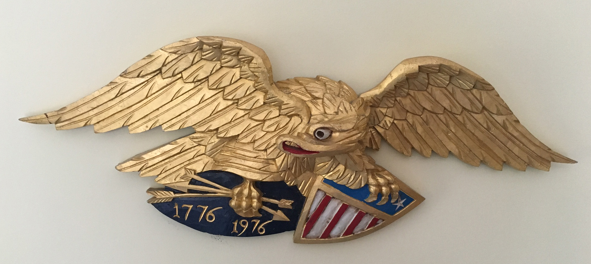 Eagle Plaque - Decorated Carved Pine, Polychrome and Gilt Eagle Plaque ...