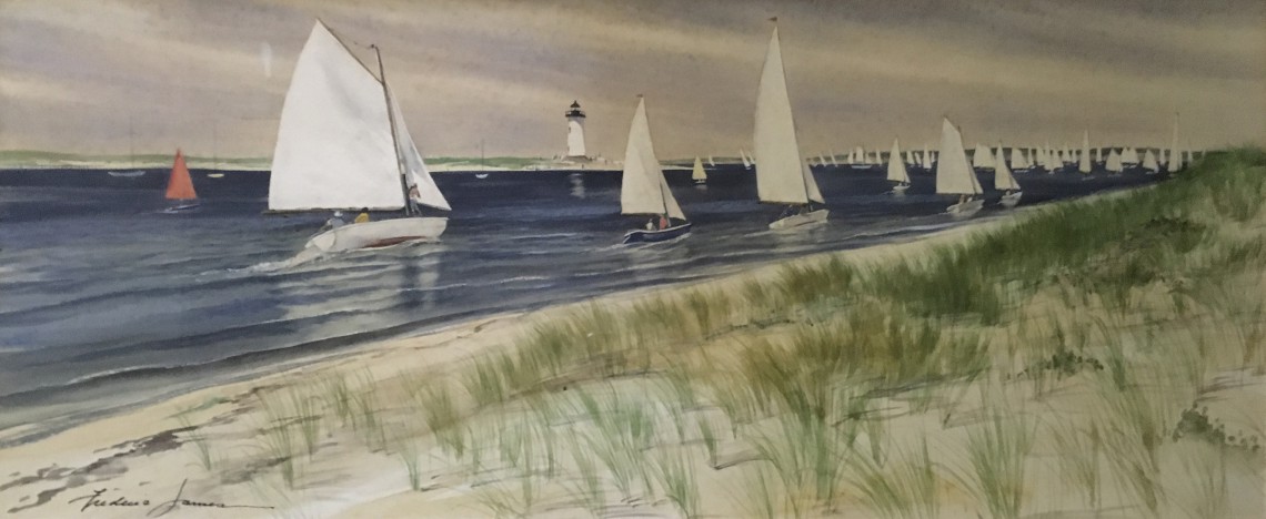 Frederic James - Frederic James Watercolor on Paper "Sailboat Regatta ...