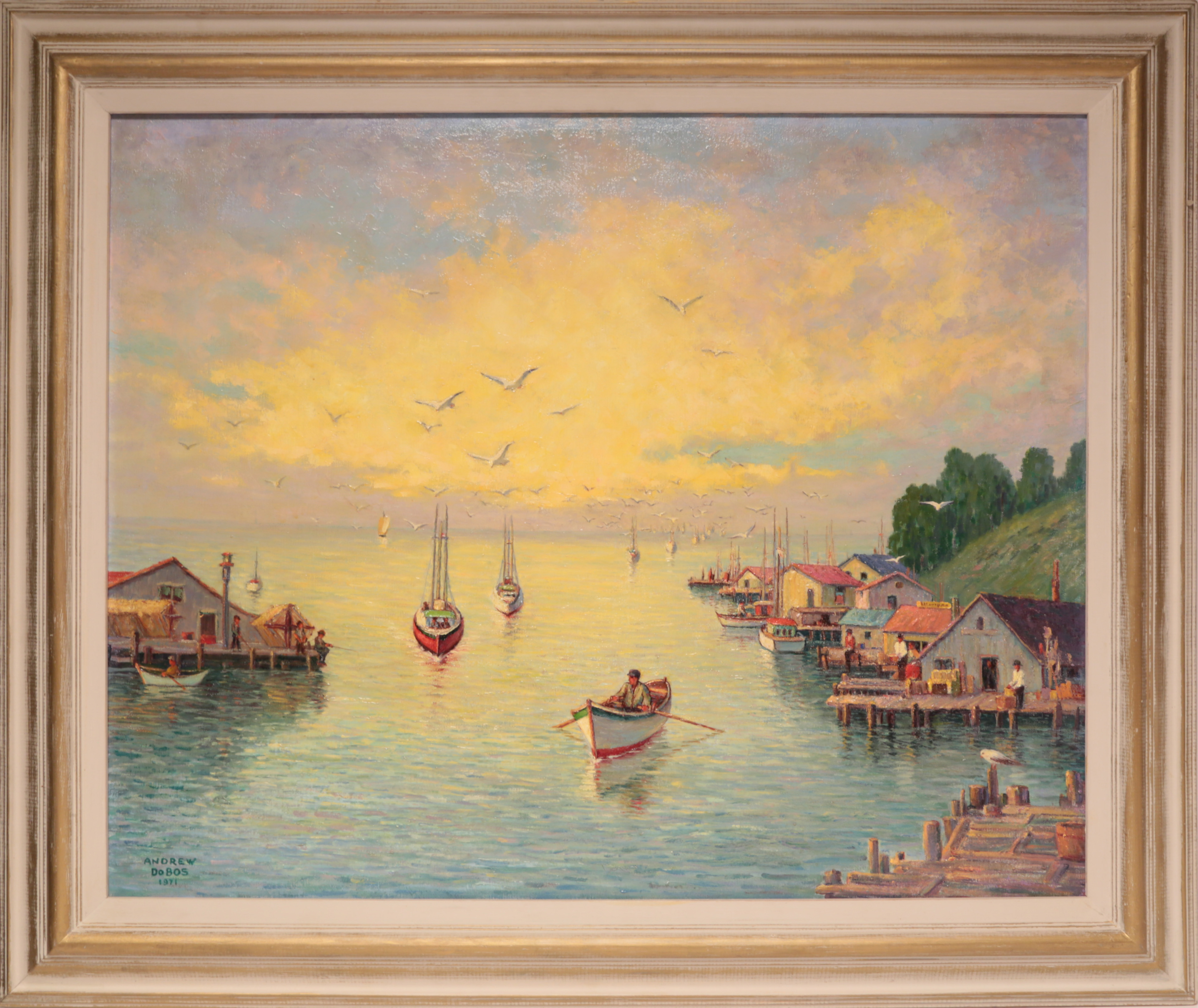 Andrew DoBos Oil on Canvas "Fishing Village" - Rafael Osona Auctions ...