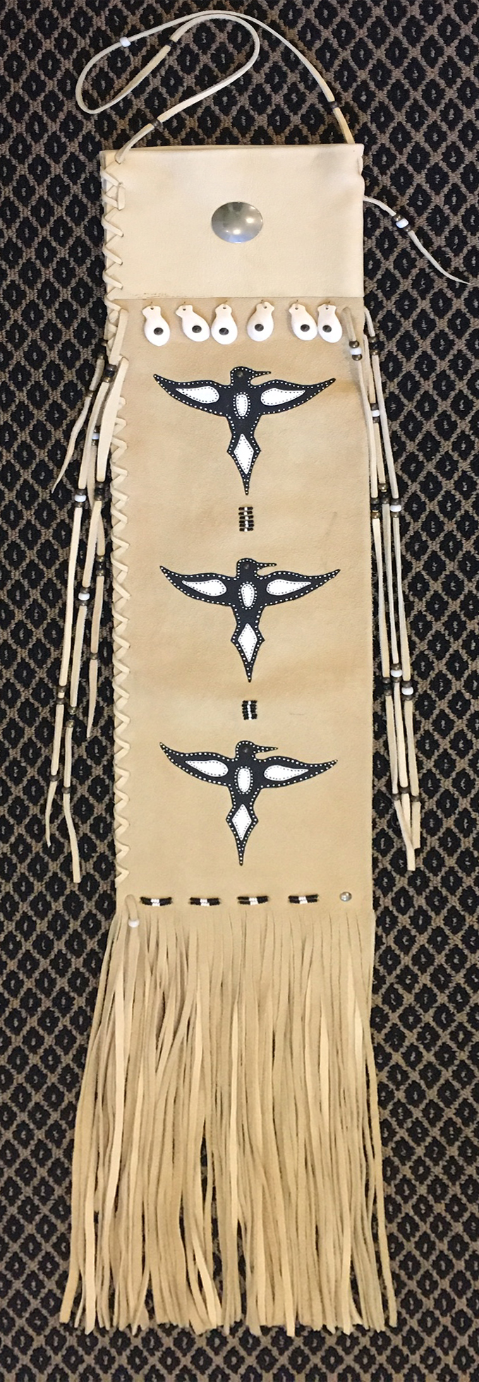 Pipe Bag - Contemporary Plains Indian Hide and Beaded Design Crow Pipe ...