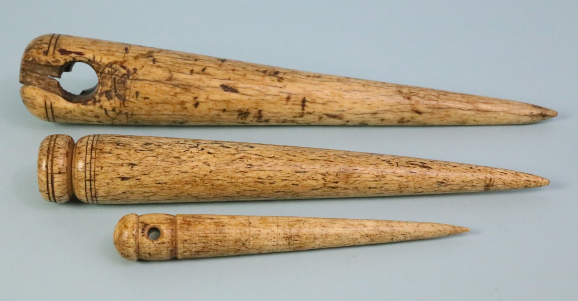 Fids - Three Turned Whalebone Fids - Rafael Osona Auctions Nantucket, MA