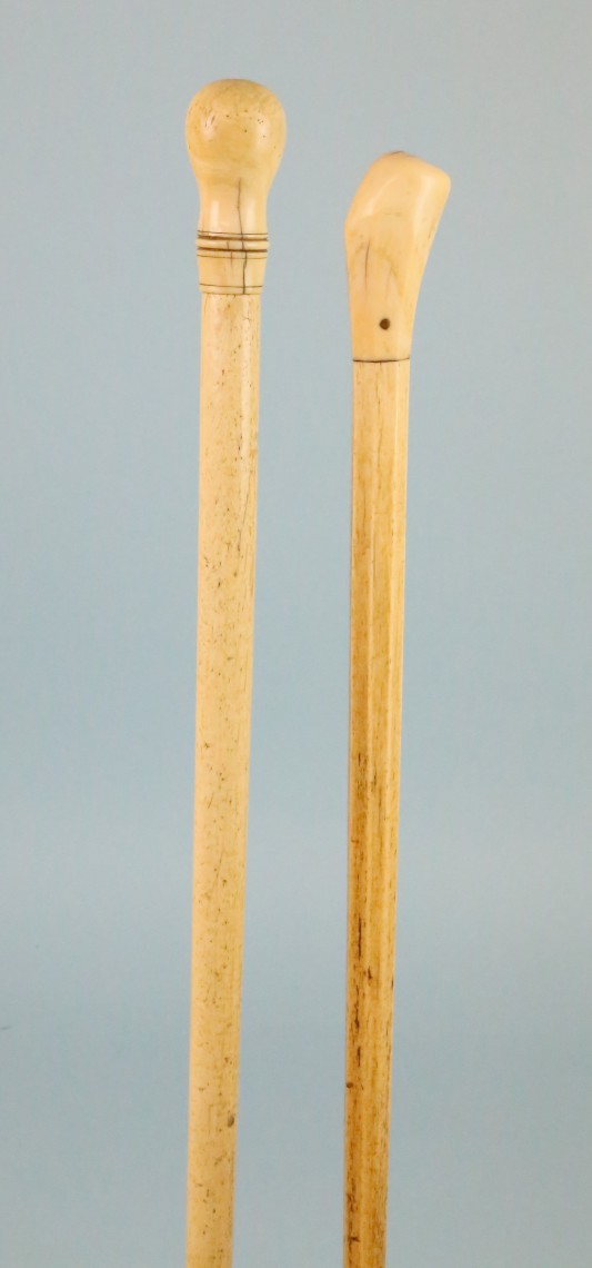 Walking Stick - Whaleman Carved Whale Ivory and Whalebone Walking ...