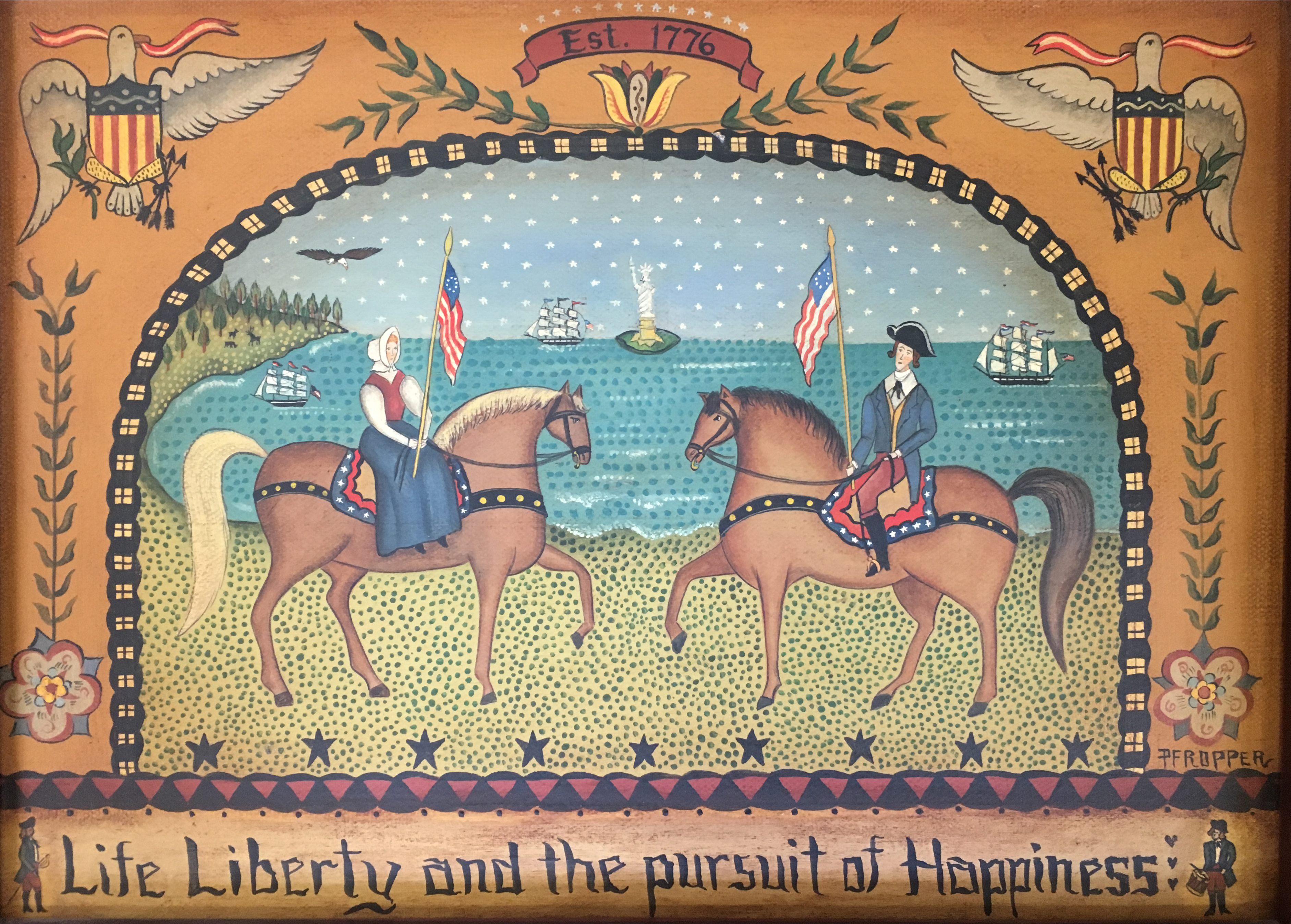Maria Pfropper - Maria Pfropper Oil on Canvas "Life, Liberty and the ...
