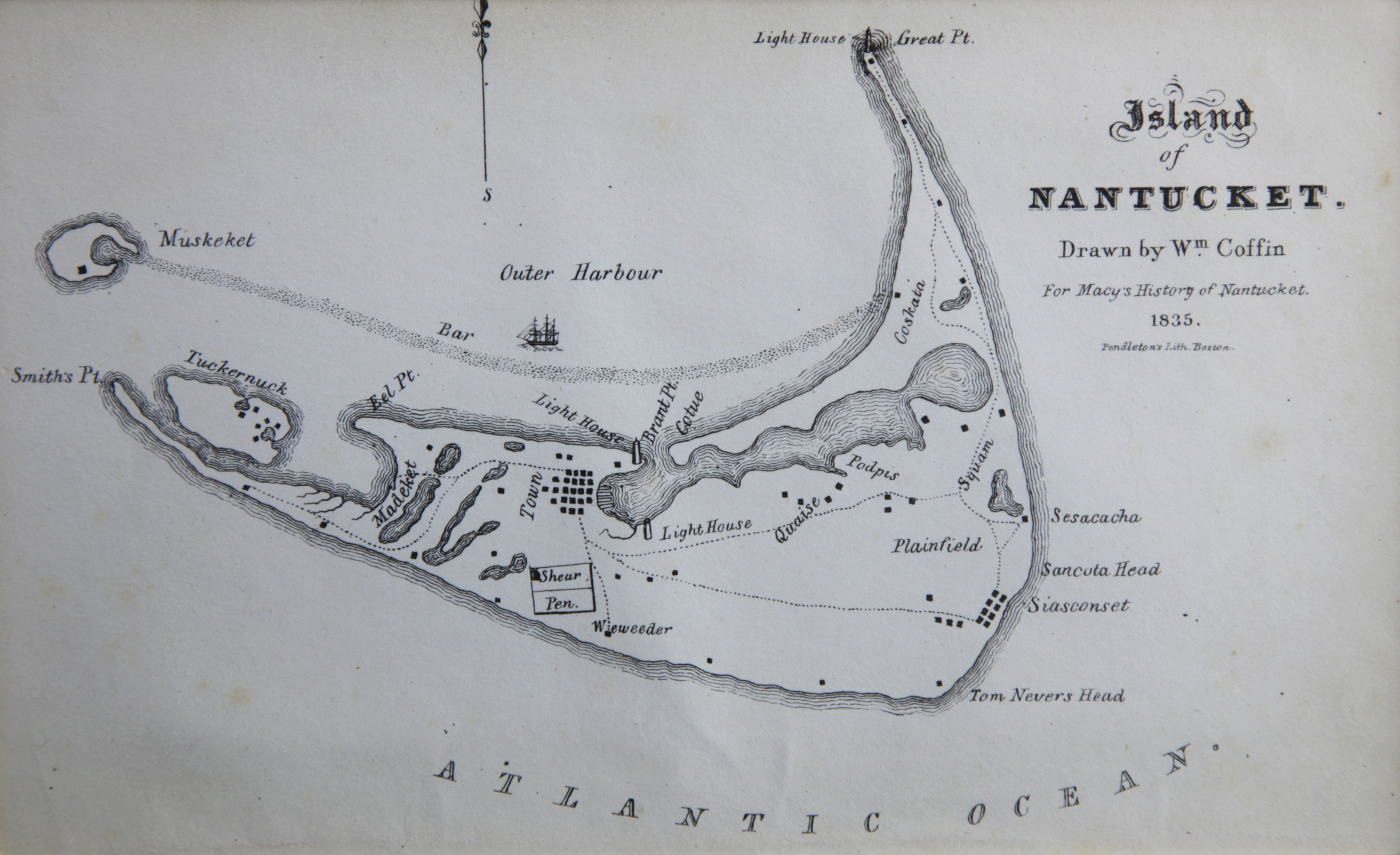 Island of Nantucket - William Coffin Map of the Island of Nantucket ...