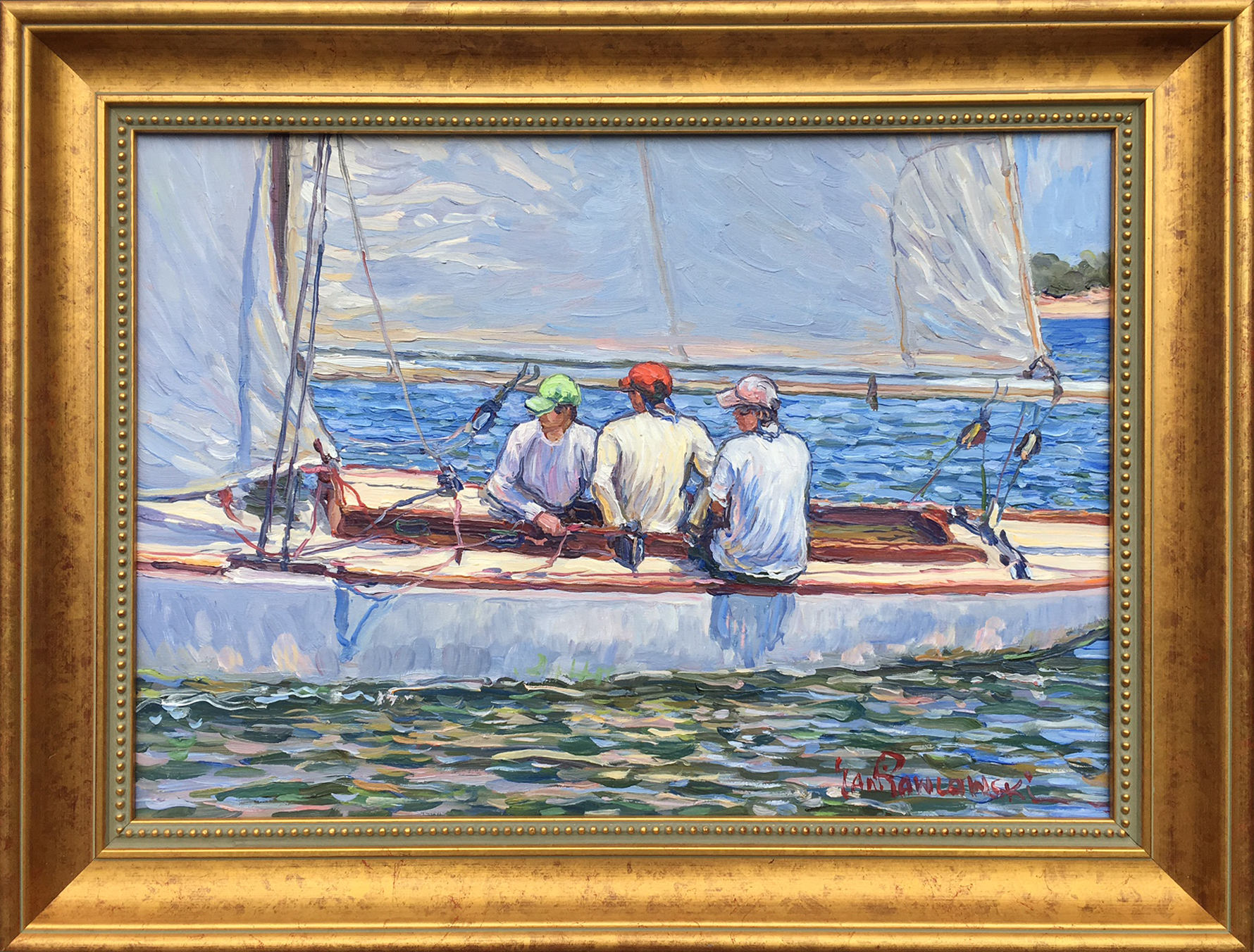 Jan Pawlowski - Jan Pawlowski Oil on Canvas "Nantucket Afternoon Sail ...