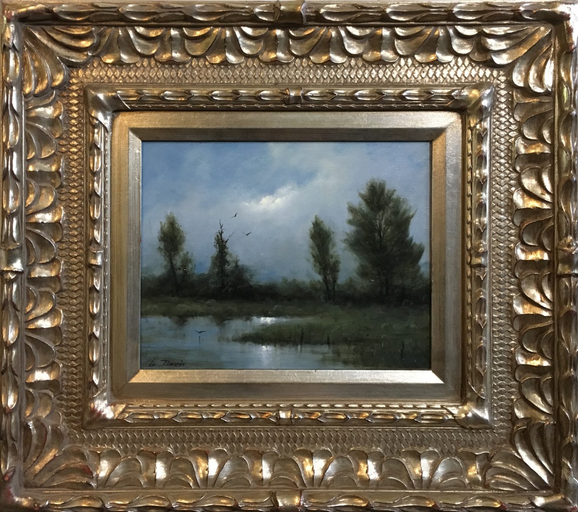 William R. Davis - William R. Davis Oil on Panel "Indigo Marsh ...