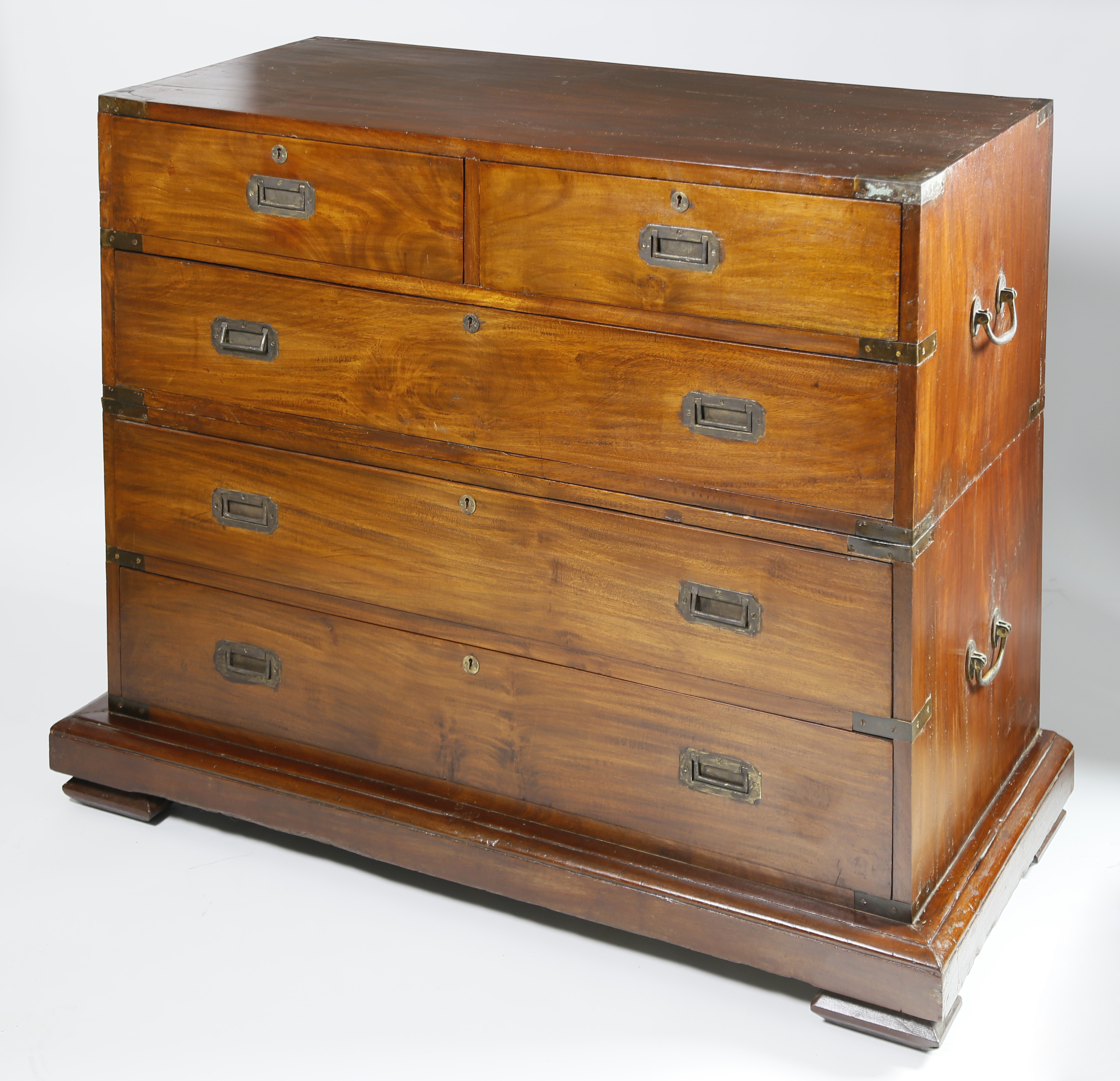 Campaign Chest - 19th Century Brass Bound Two-Part Campaign Chest of ...