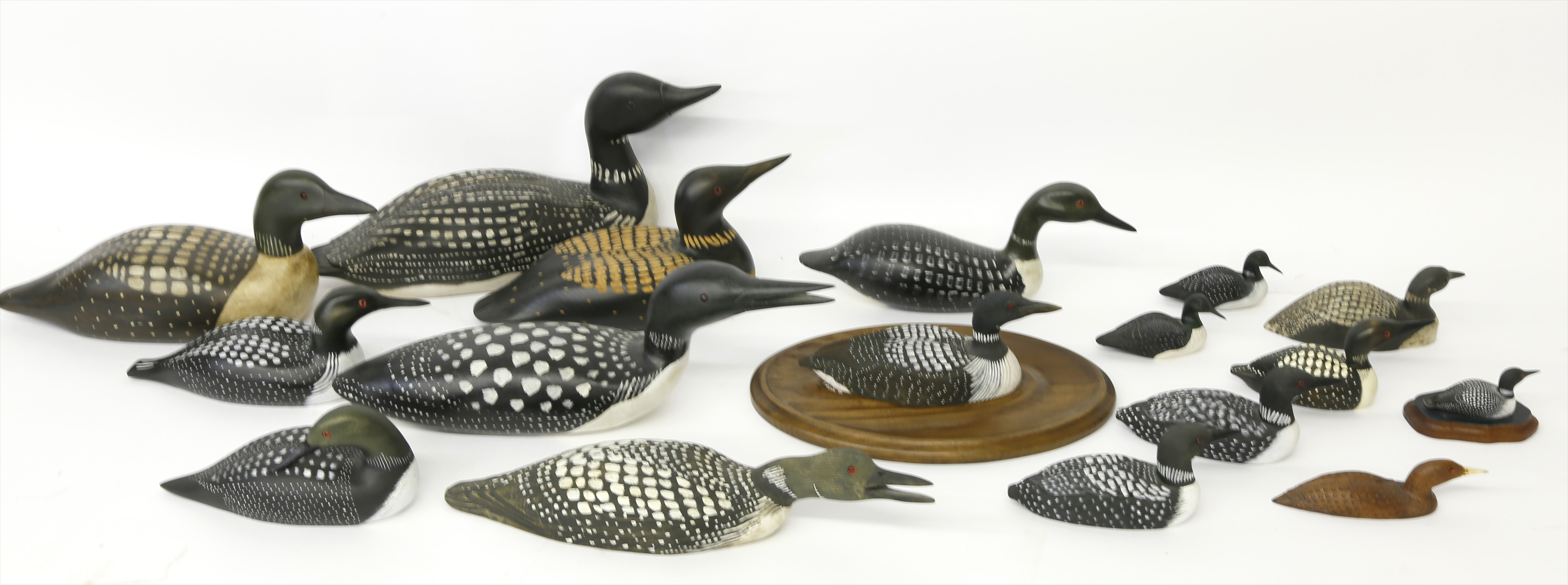 Decoys - Collection of 17 Hand Carved and Painted Loon Decoys - Rafael ...