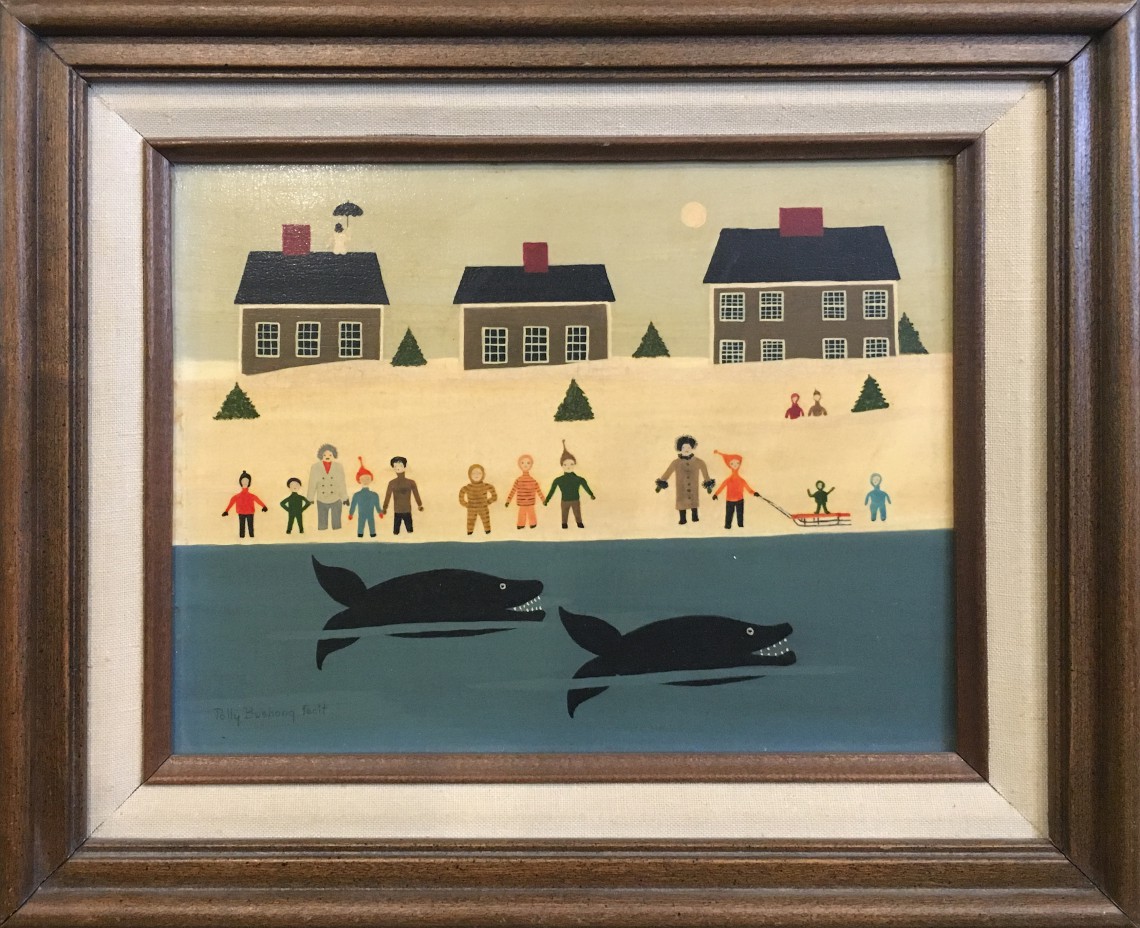Polly Bushong - Polly Bushong Oil on Artist's Board "Whales in Winter ...