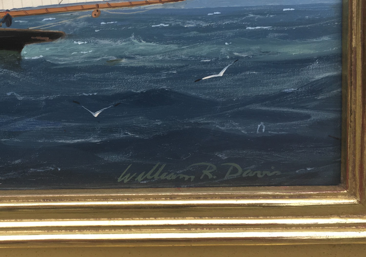 William R. Davis - William R. Davis Oil on Panel "Preparing to Tack ...