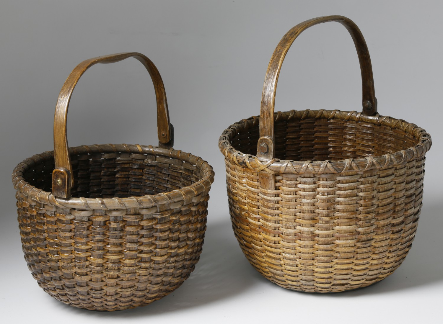 Nantucket Work Baskets - Two Mid-19th Century Rattan Woven Nantucket ...
