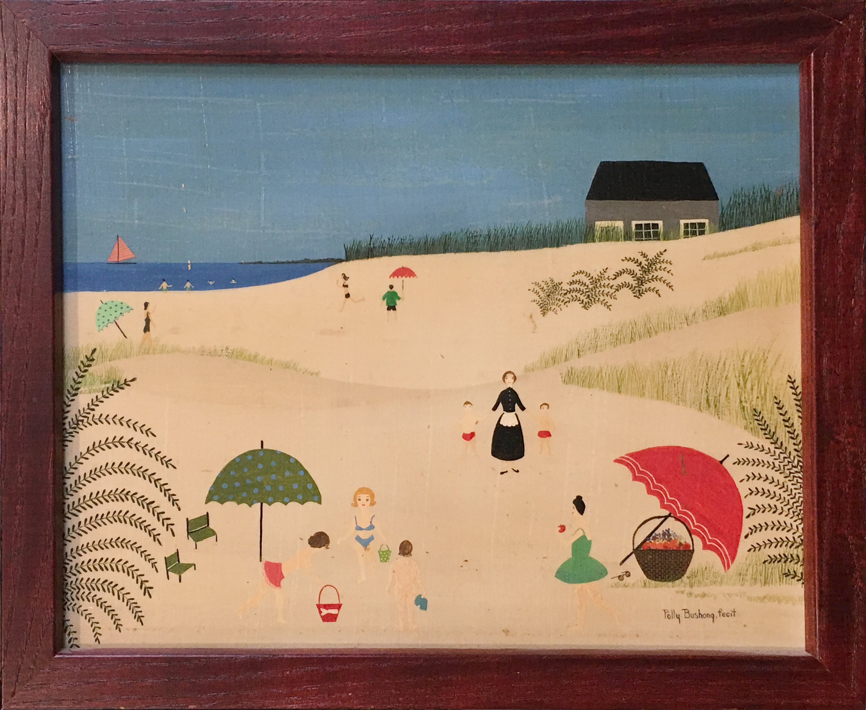 Polly Bushong - Polly Bushong Oil on Masonite "A Day at Steps Beach ...