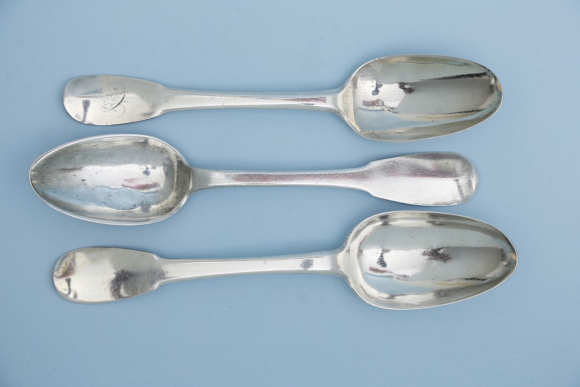 French Silver - Group of Three Antique French Silver Spoons, Paris ...