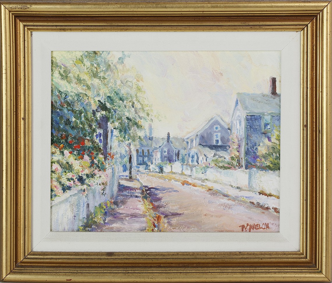 William Welch - William Welch Oil on Masonite Nantucket Street Scene ...