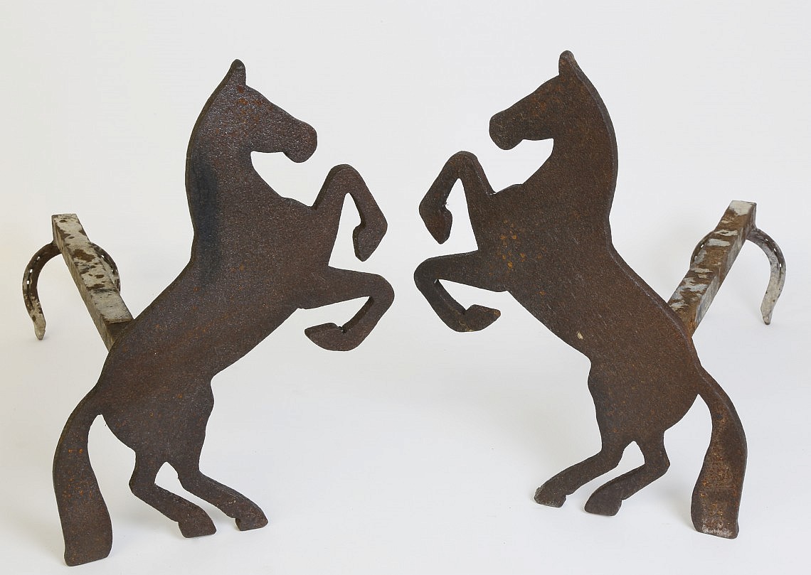 Andirons - Pair of Cut Sheet Metal Horse Silhouette Andirons - Rafael ...