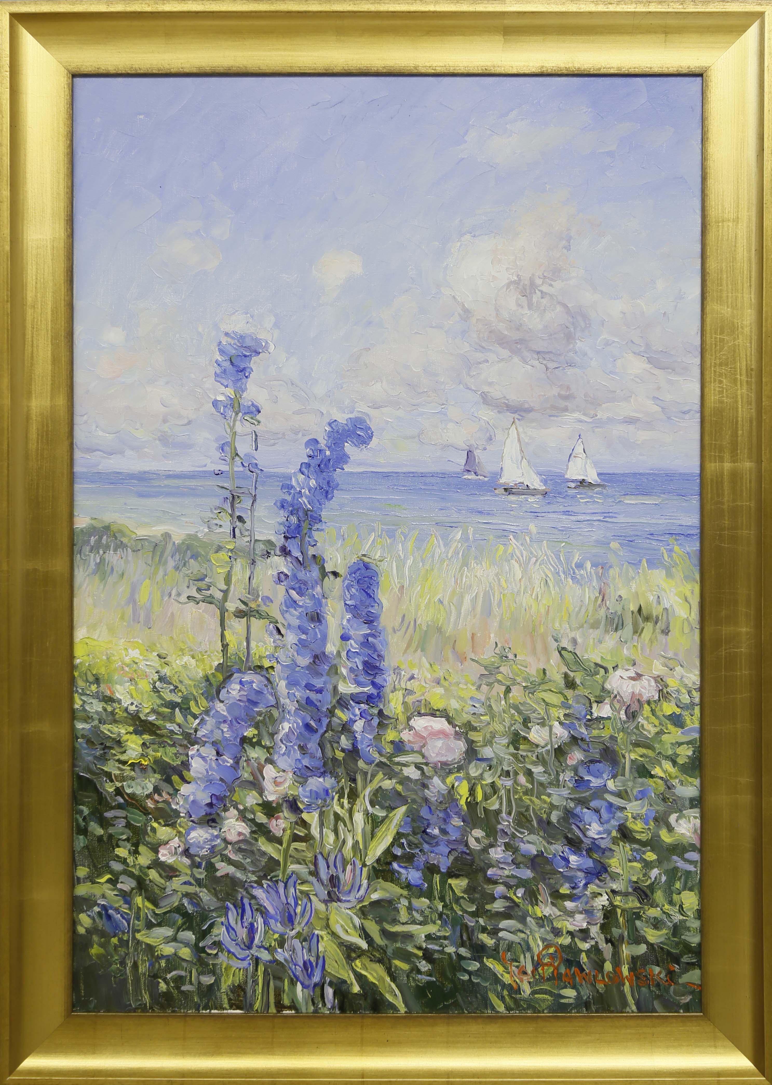 Jan Pawlowski - Jan Pawlowski Oil on Canvas "Summer's Delphinium ...