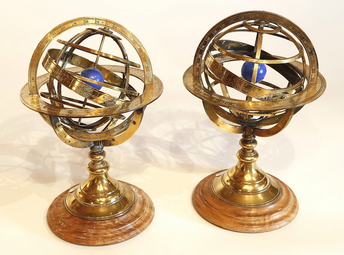 Armillary - Pair of Early 19th c. French Brass Armillary Spheres on ...