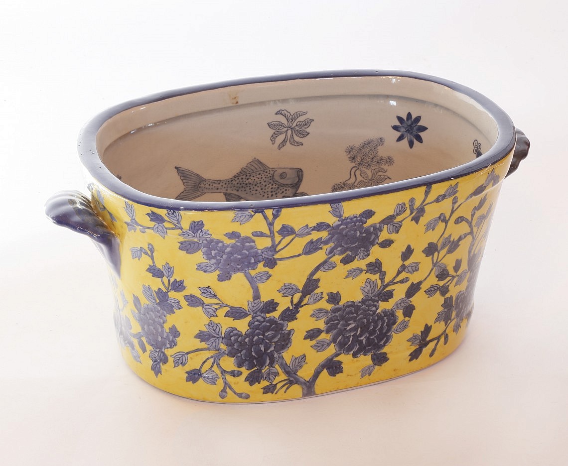 Foot Bath - Contemporary Yellow and Blue Chinese Porcelain Foot Bath ...