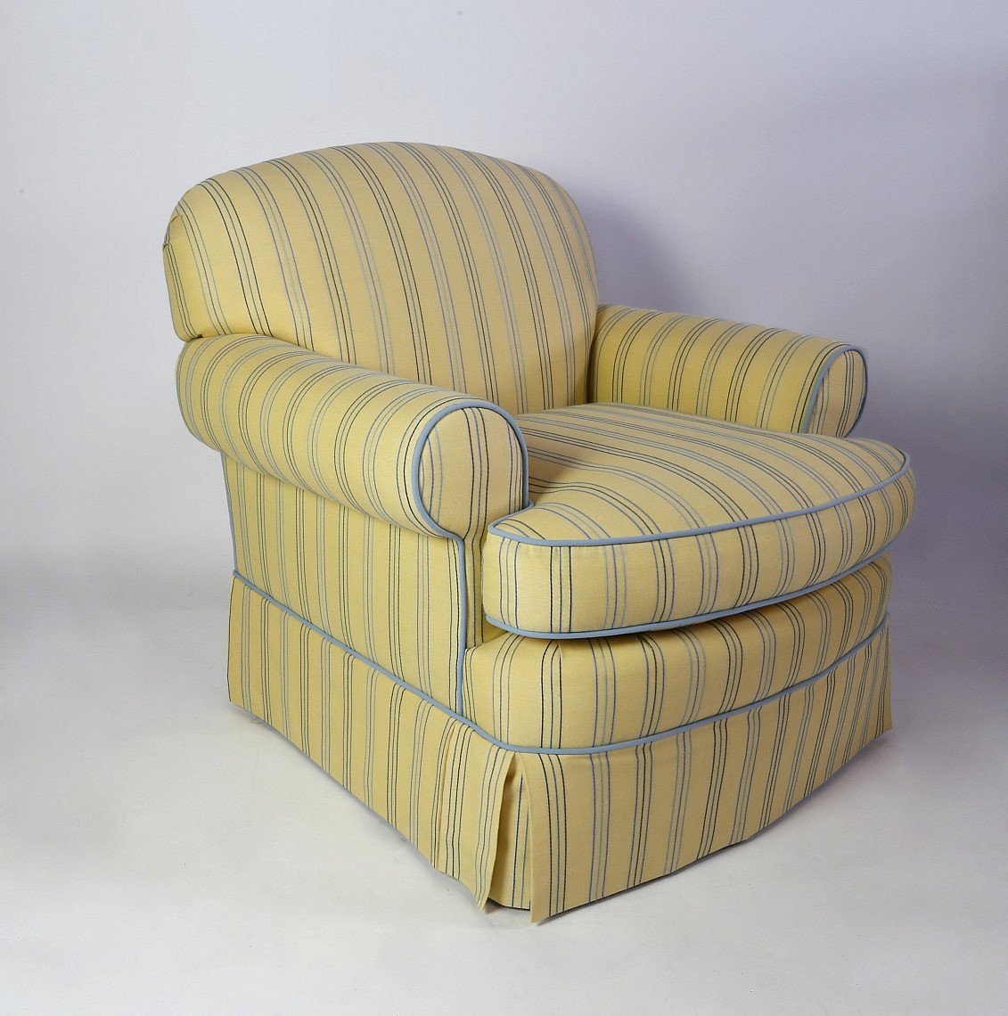 Club Chair - Yellow and Blue Striped Upholstered Club Chair - Rafael ...