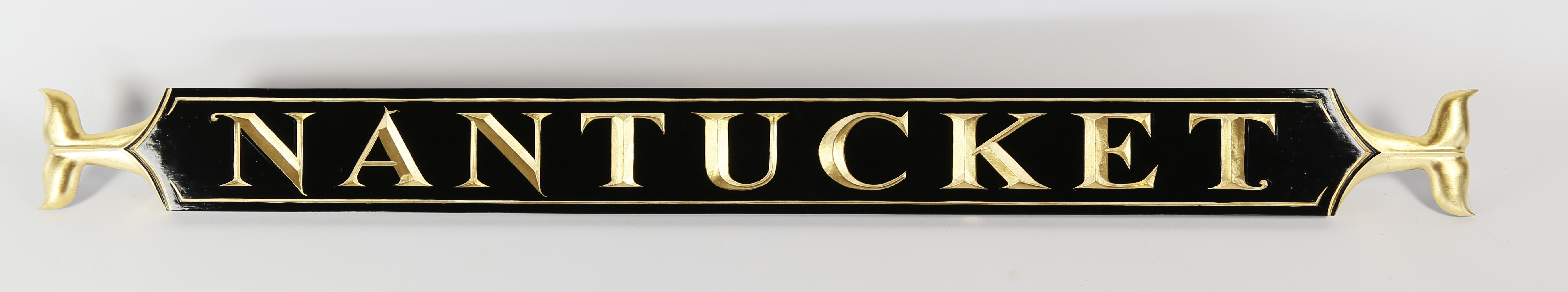 Quarterboard - Carved and Gilt "Nantucket" Black Painted Quarterboard ...