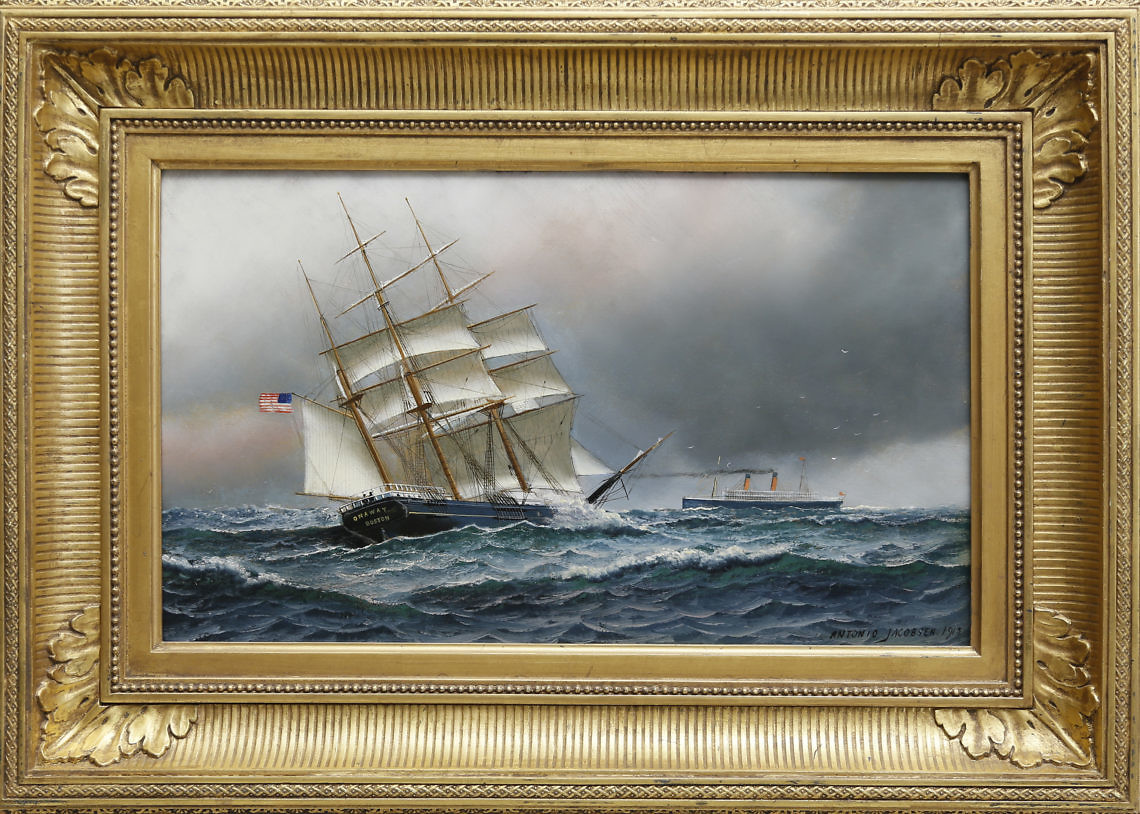 Antonio Jacobsen - Antonio Jacobsen Oil on Artist Board “Onaway of ...