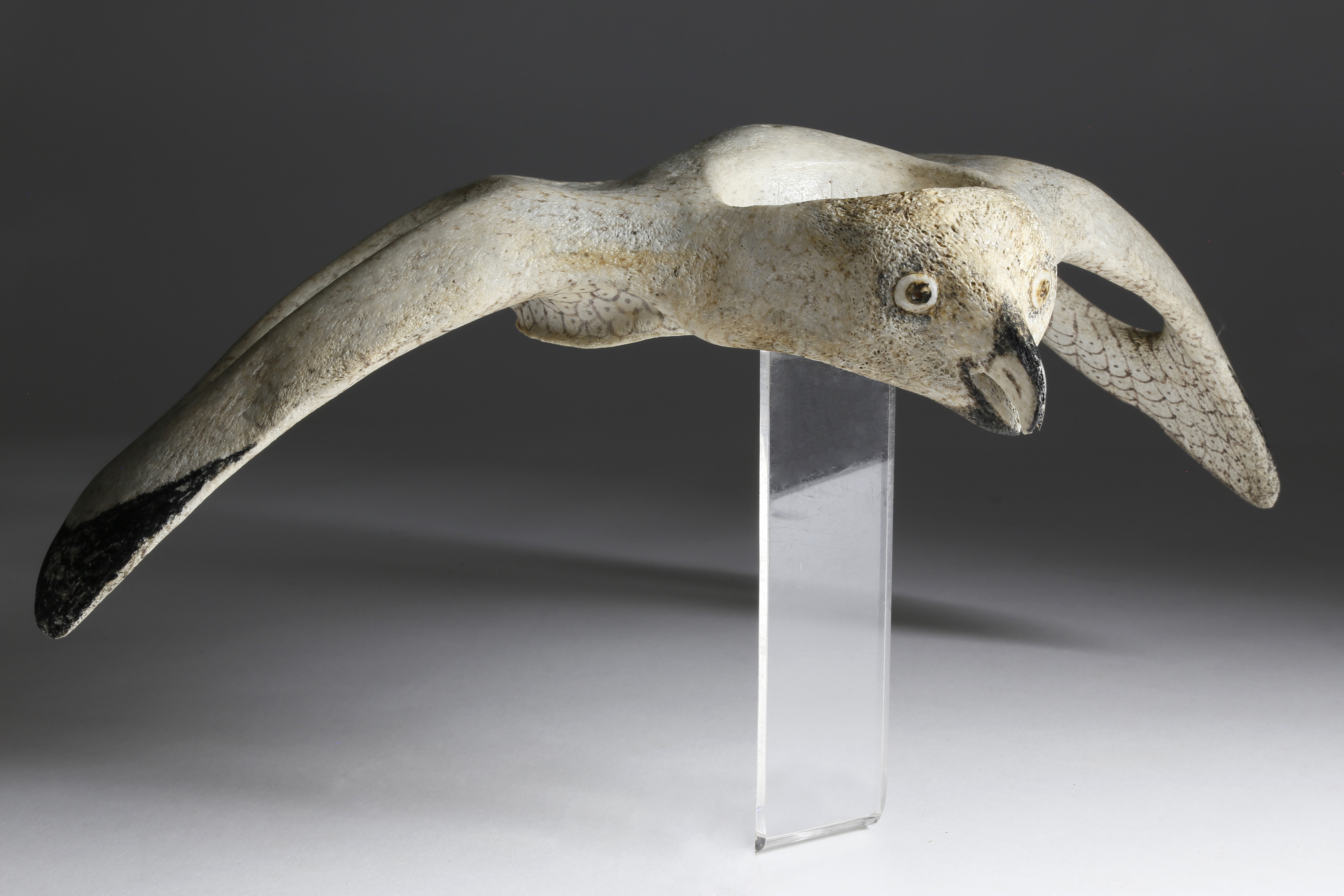 Gyrfalcon - Carved and Painted Inuit Whale Vertebrae in the Form of an ...