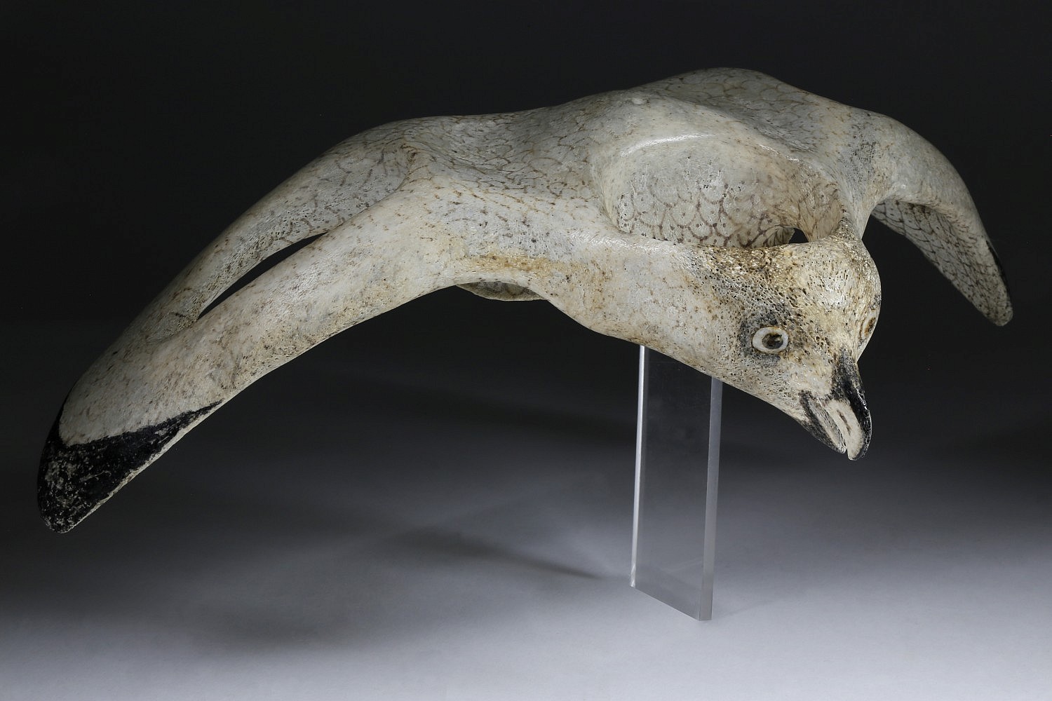 Gyrfalcon - Carved and Painted Inuit Whale Vertebrae in the Form of an ...