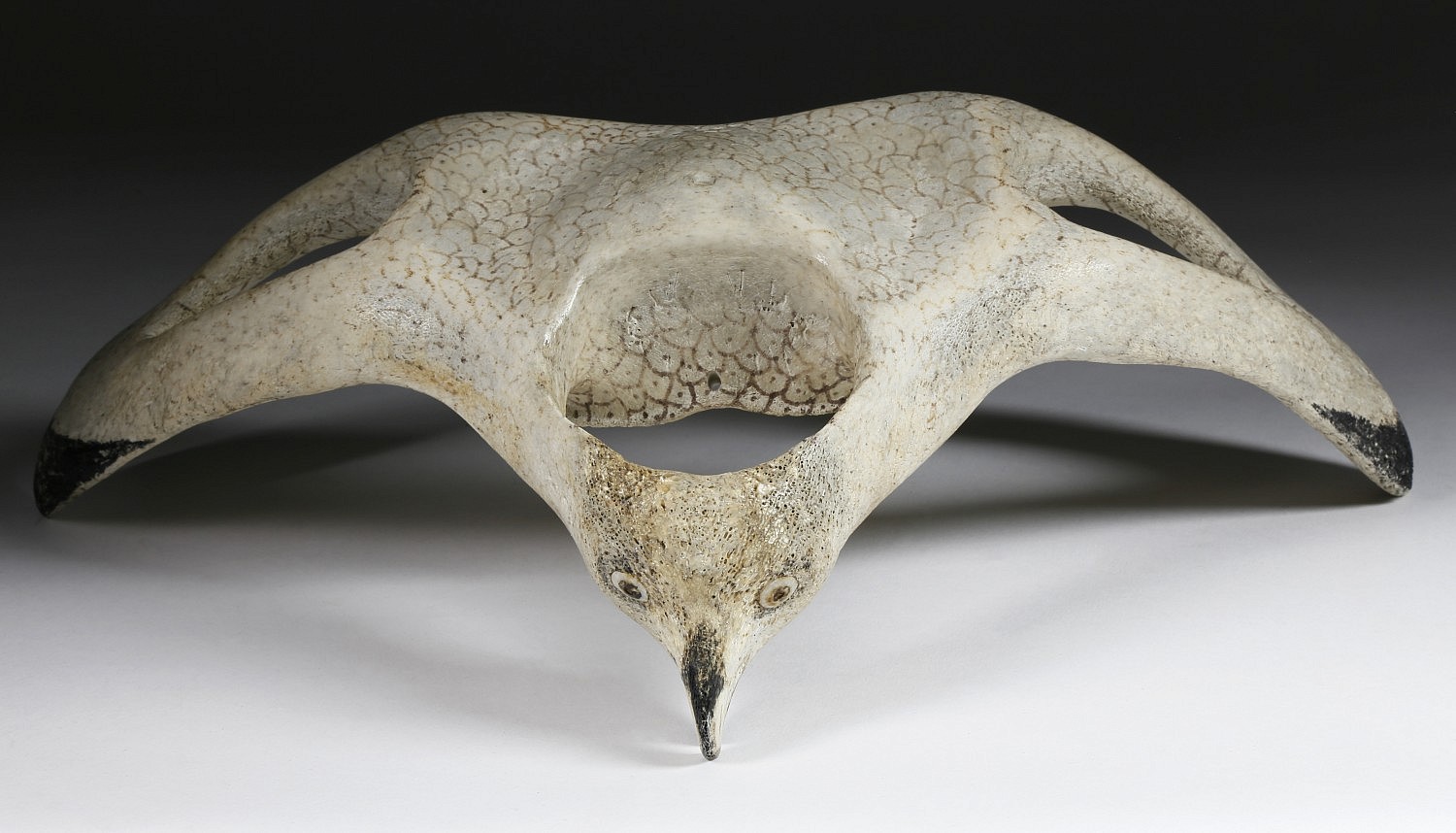 Gyrfalcon - Carved and Painted Inuit Whale Vertebrae in the Form of an ...