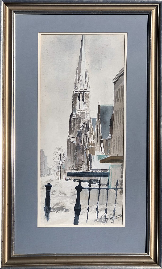 Robert Perrin - C. Robert Perrin Watercolor on Paper "Snowfall on ...