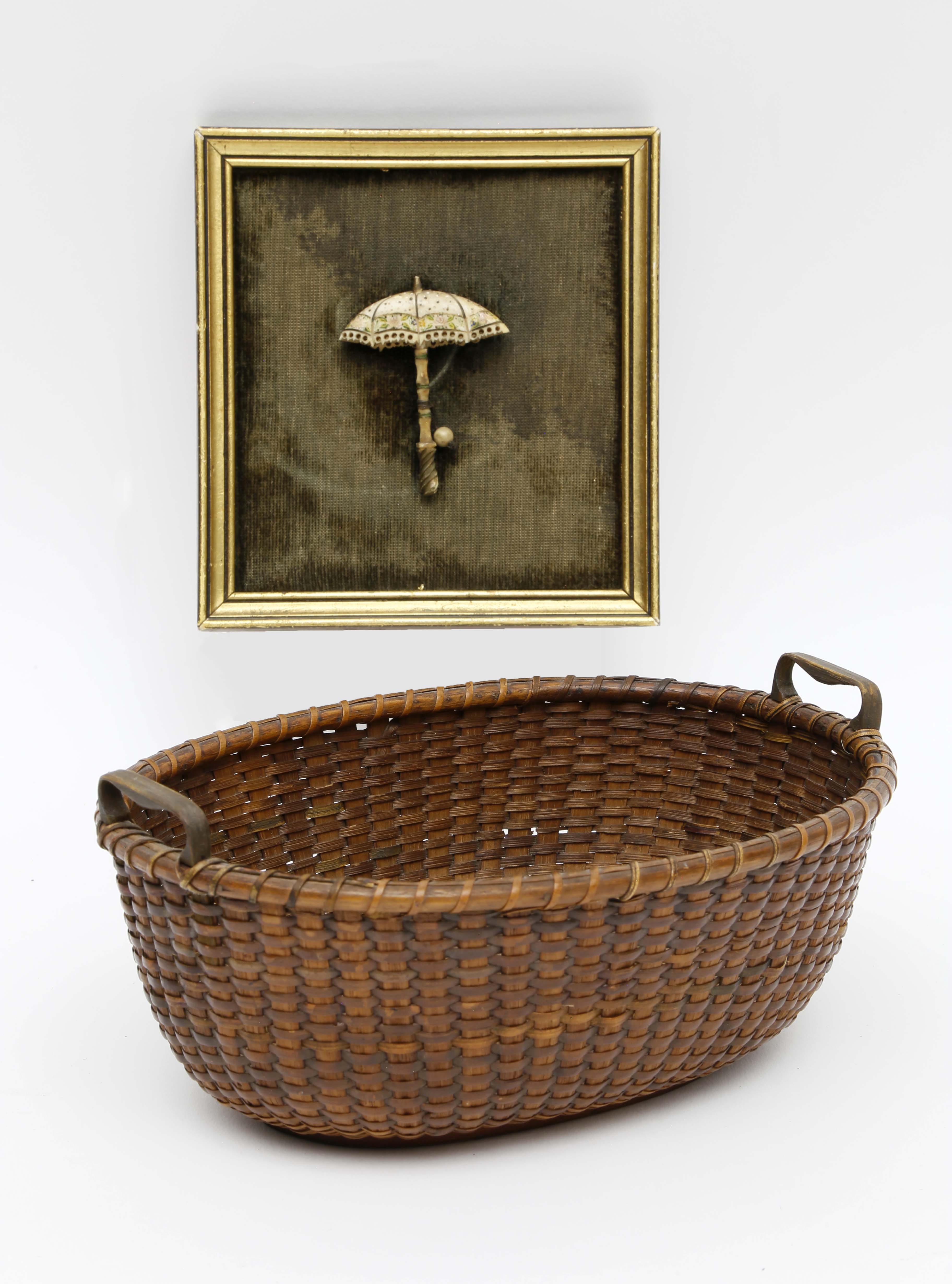 Nantucket Basket - Carved Whale Ivory Scrimshaw Umbrella Pin and ...
