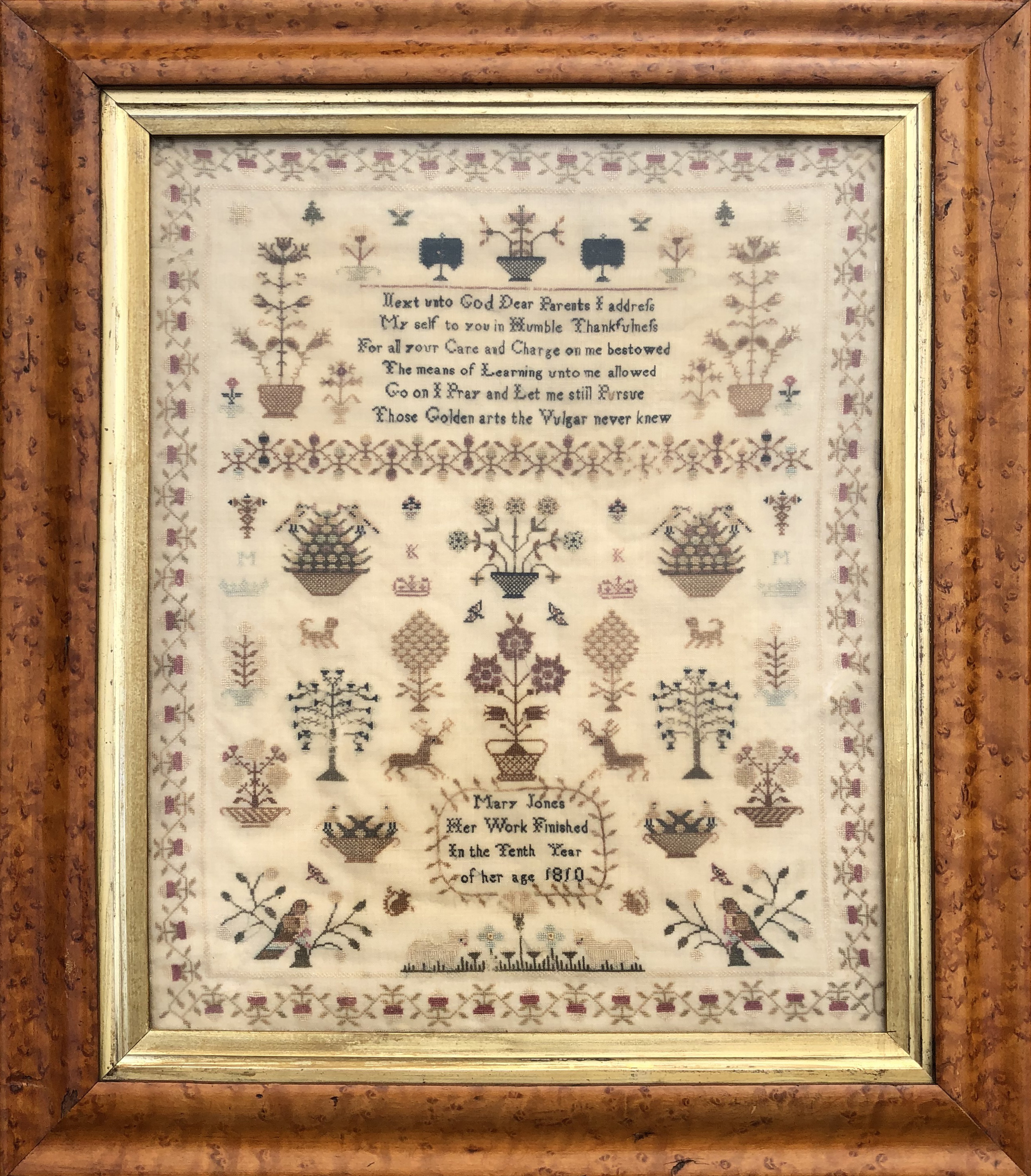 Mary Jones Sampler - Early 19th Century Sampler Wrought by Mary Jones ...