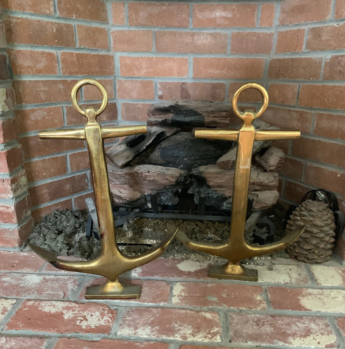 Anchor Andirons - Pair of Brass Anchor Andirons - Rafael Osona Auctions ...
