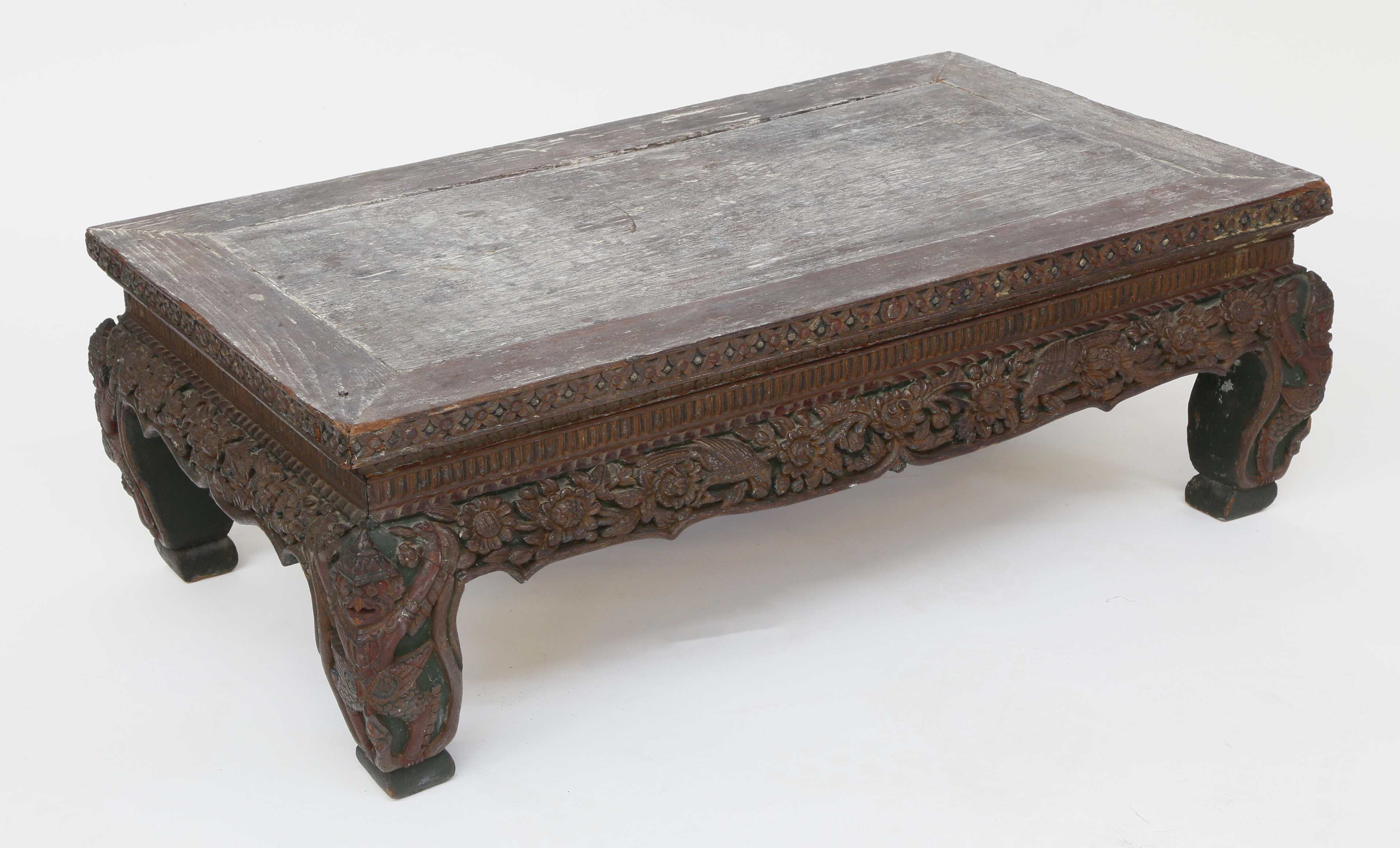 Tibetan Table - 19th Century Tibetan Carved and Painted Low Table ...