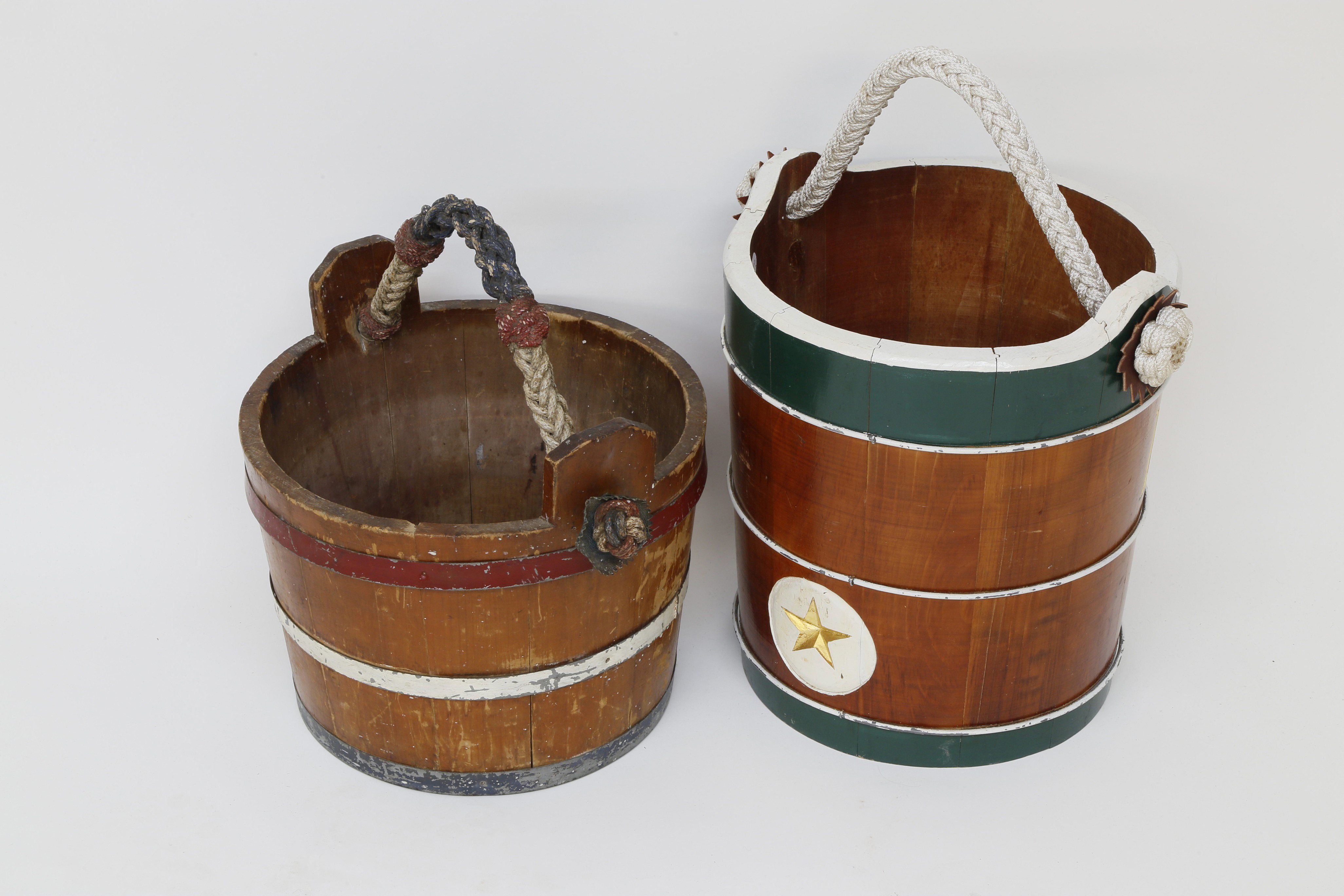 Sailor Ropework Bucket - Group of 2 Antique and 20th Century Carved and ...