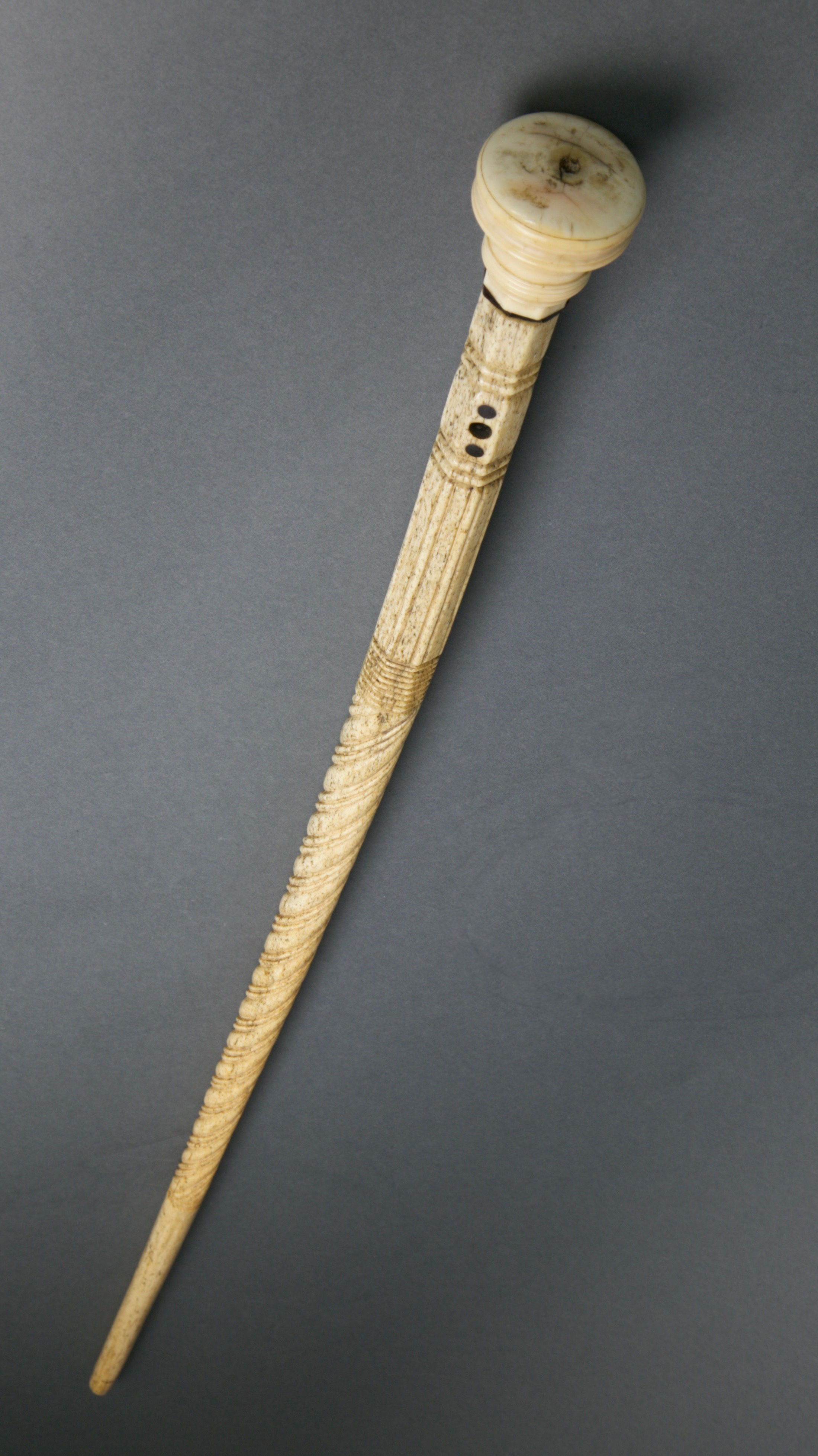 Whalebone Walking Stick - Whaleman Made Whalebone and Whale Ivory ...