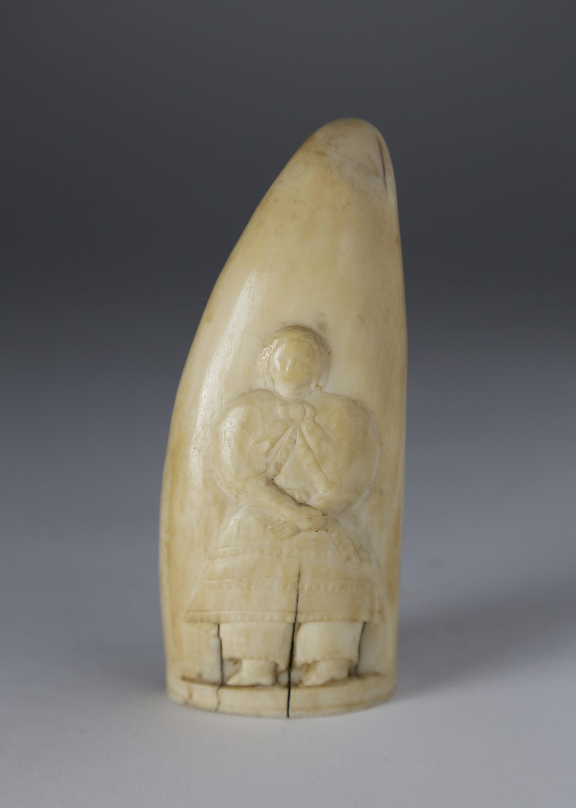 Whaleman Carved Sperm Whale Tooth - Whaleman Bas Relief Carved Sperm ...