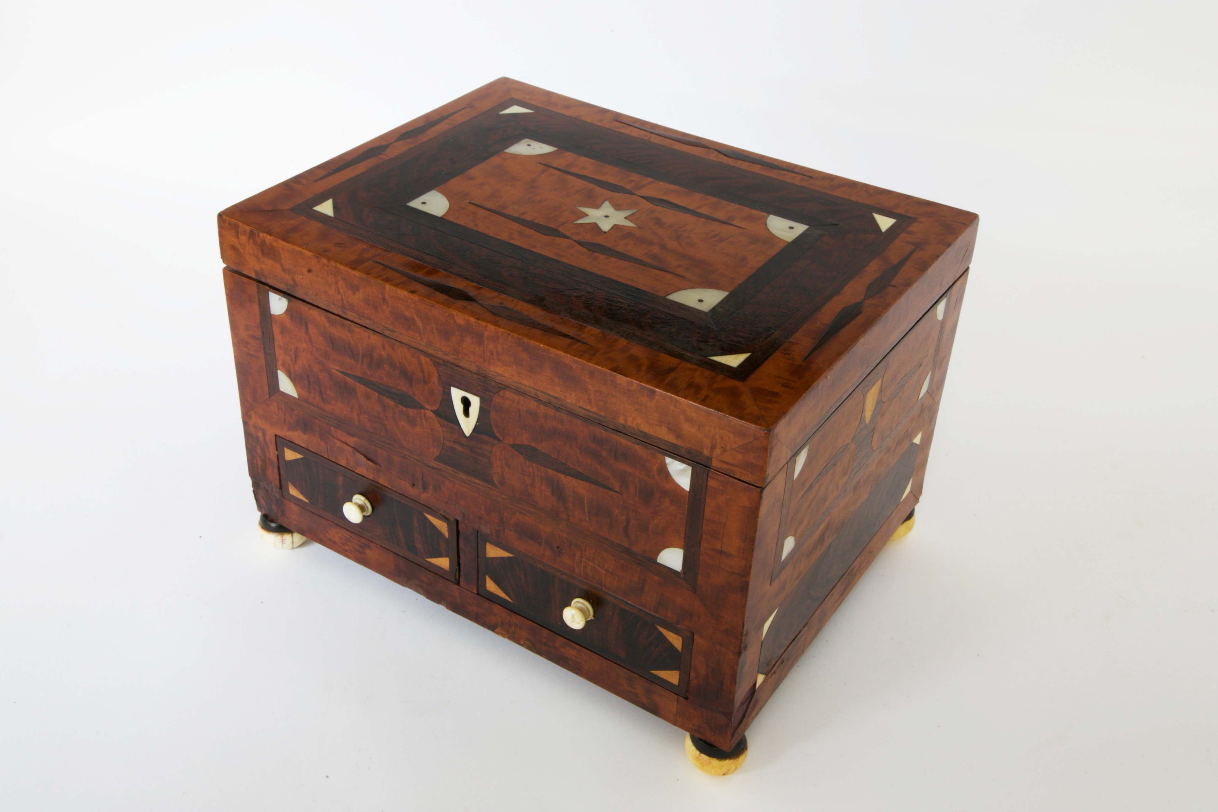 Sailor Made Inlaid Sewing Box - Sailor Made Inlaid Sewing Box, circa ...