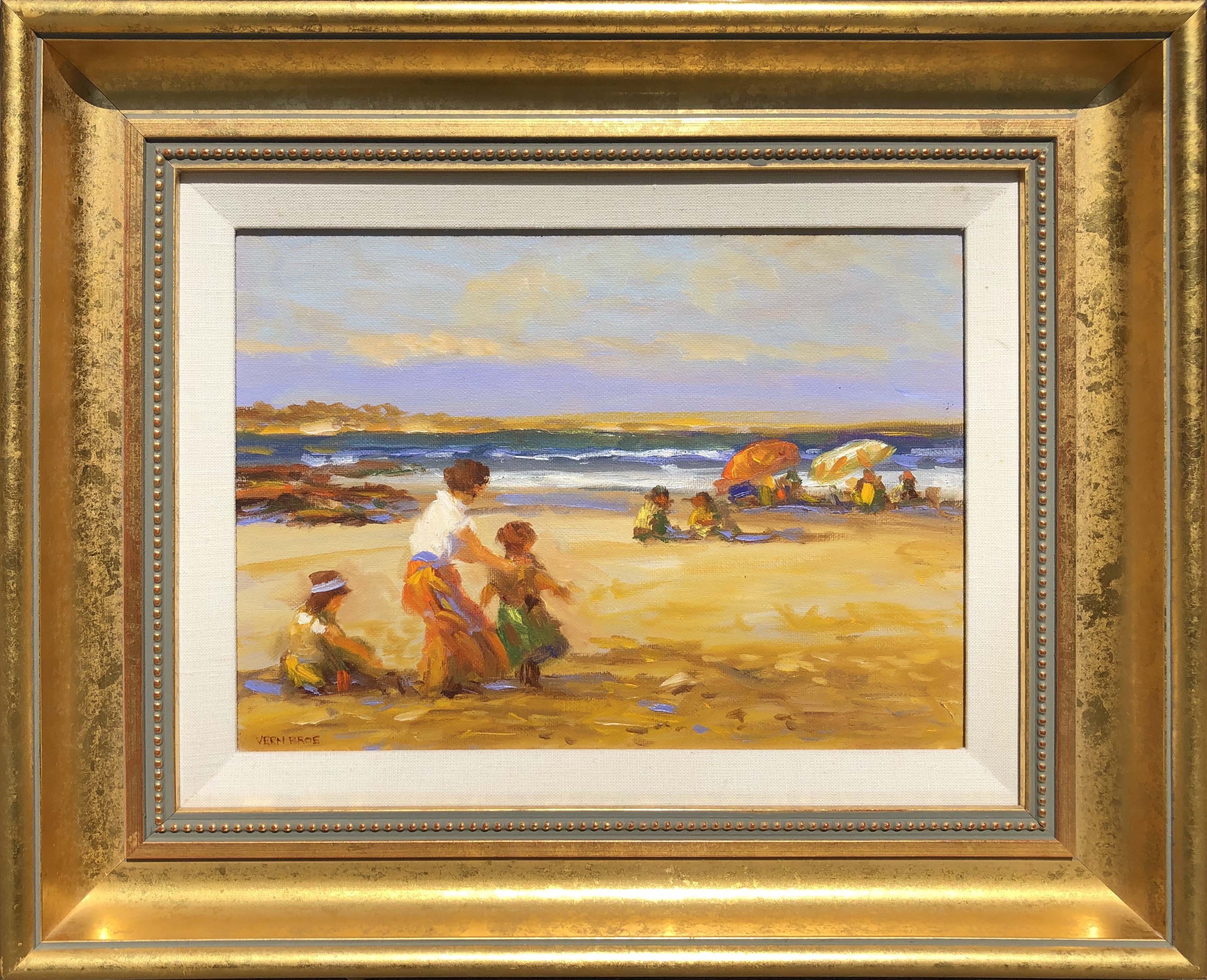 Vernon Broe - Vernon Broe Oil on Canvas Board "Summer Beach Bathers ...