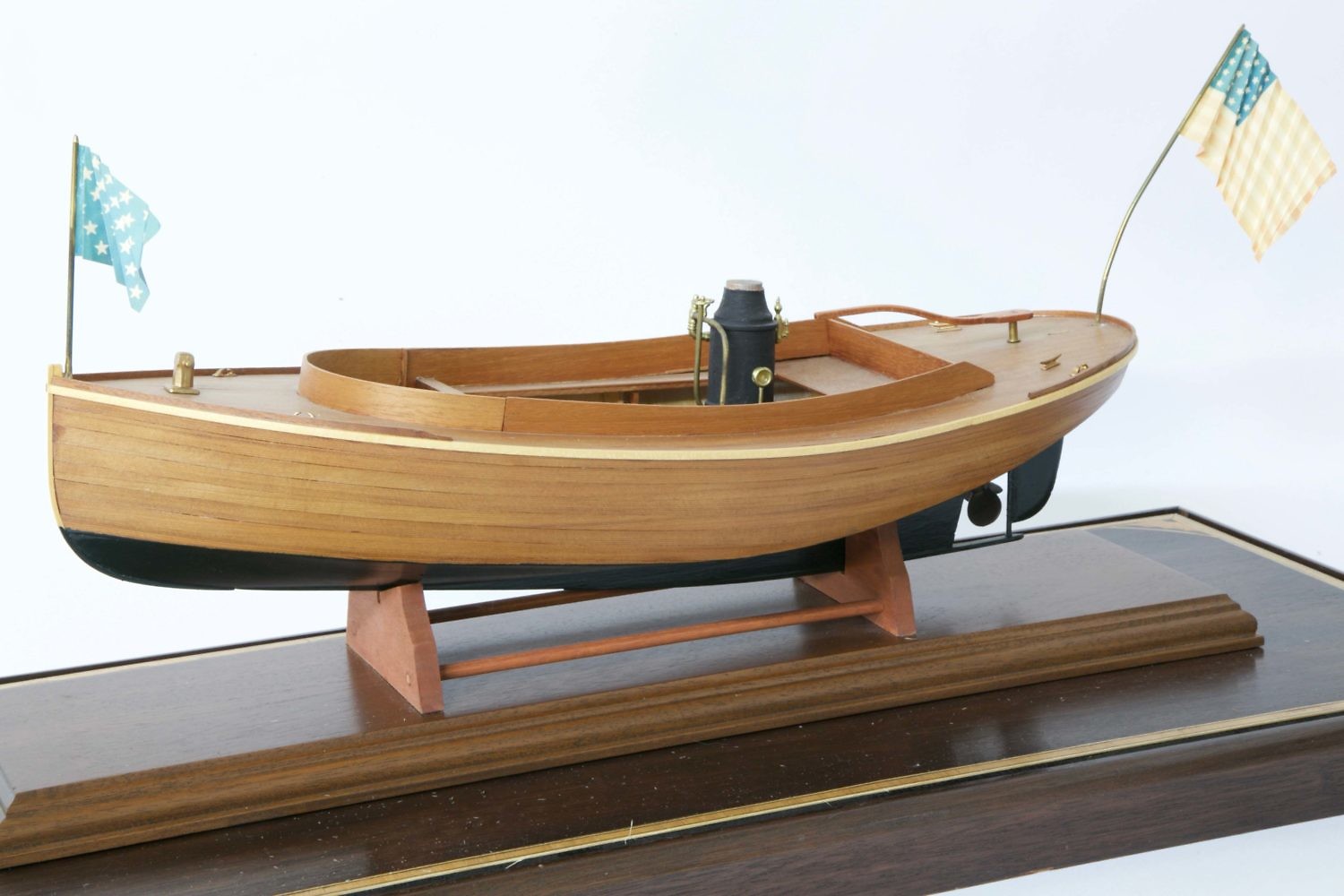 Steam Powered Motor Boat Model - Cased Hand-built Wood Model of an ...