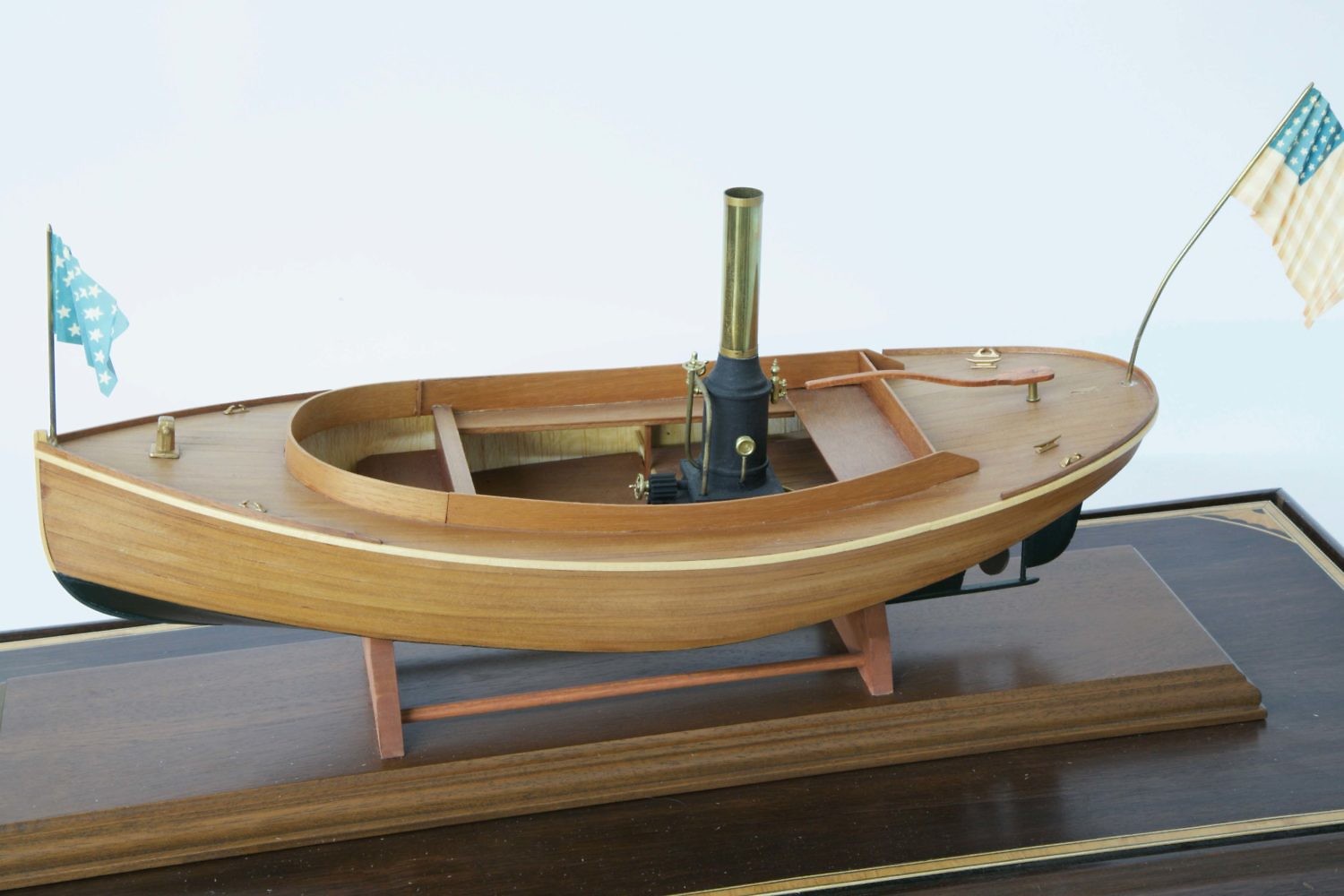 Steam Powered Motor Boat Model - Cased Hand-built Wood Model of an ...