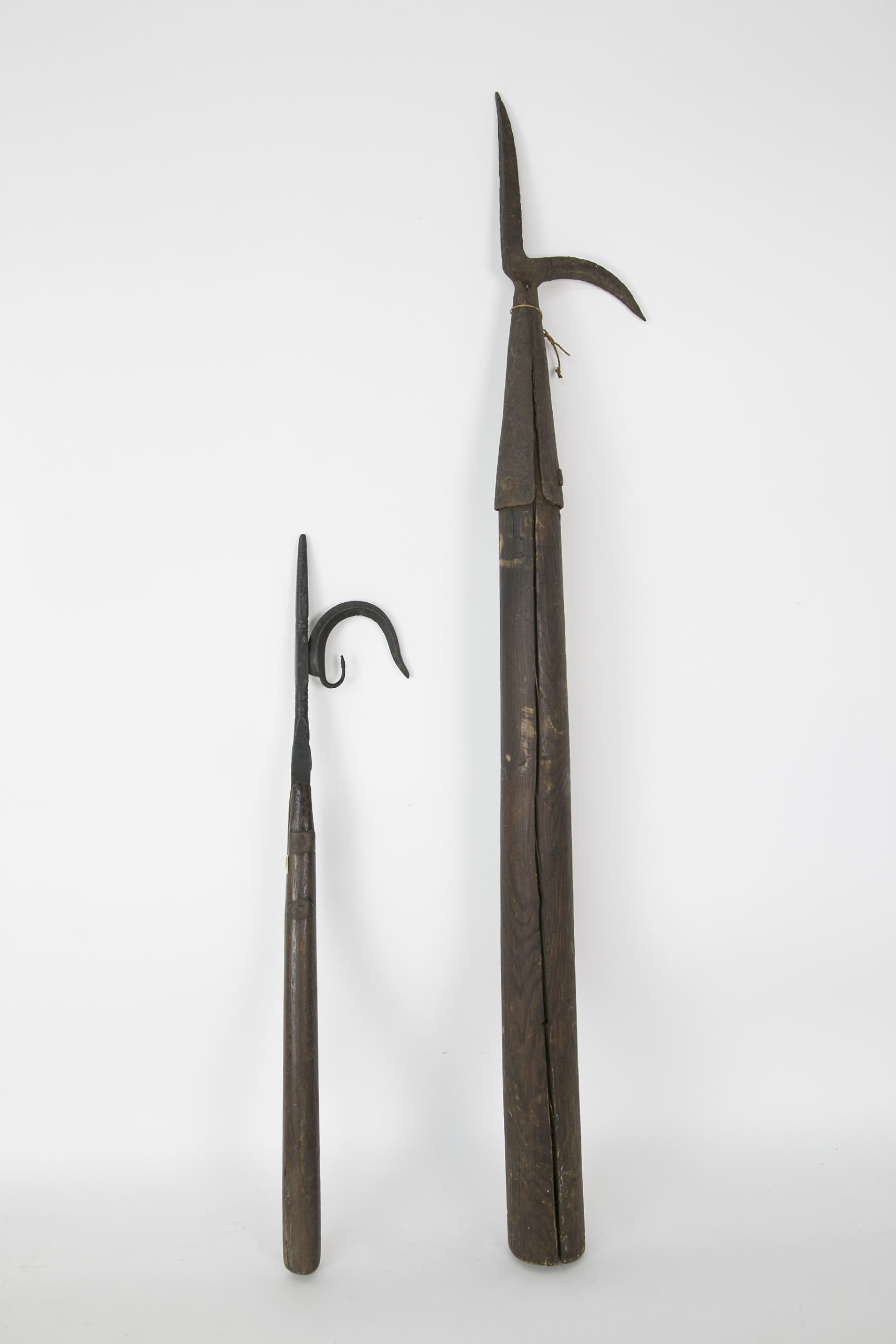Wrought Iron and Wood Fishing Gaffs - Two Wrought Iron and Wood Gaffs ...