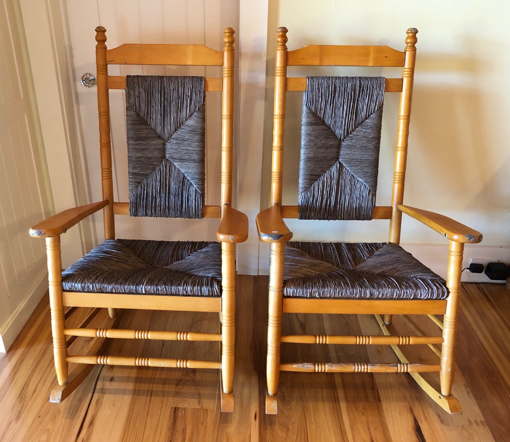 Pair of Kennedy Style Rocking Chairs - Pair of Rush Seat "Kennedy ...