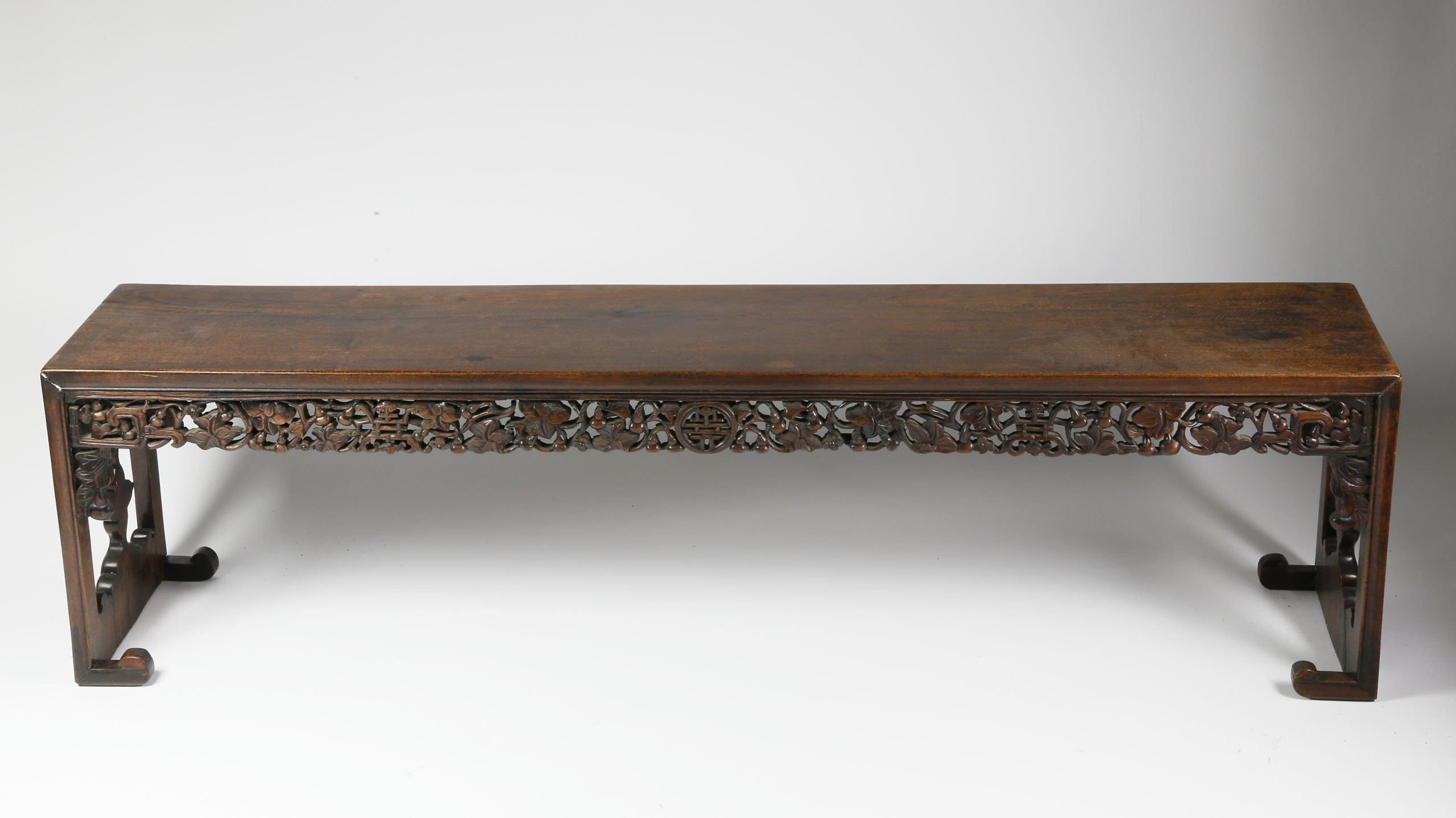 Chinese Teak Wood Bench - Chinese Carved Teak Wood Bench, circa 1880 ...