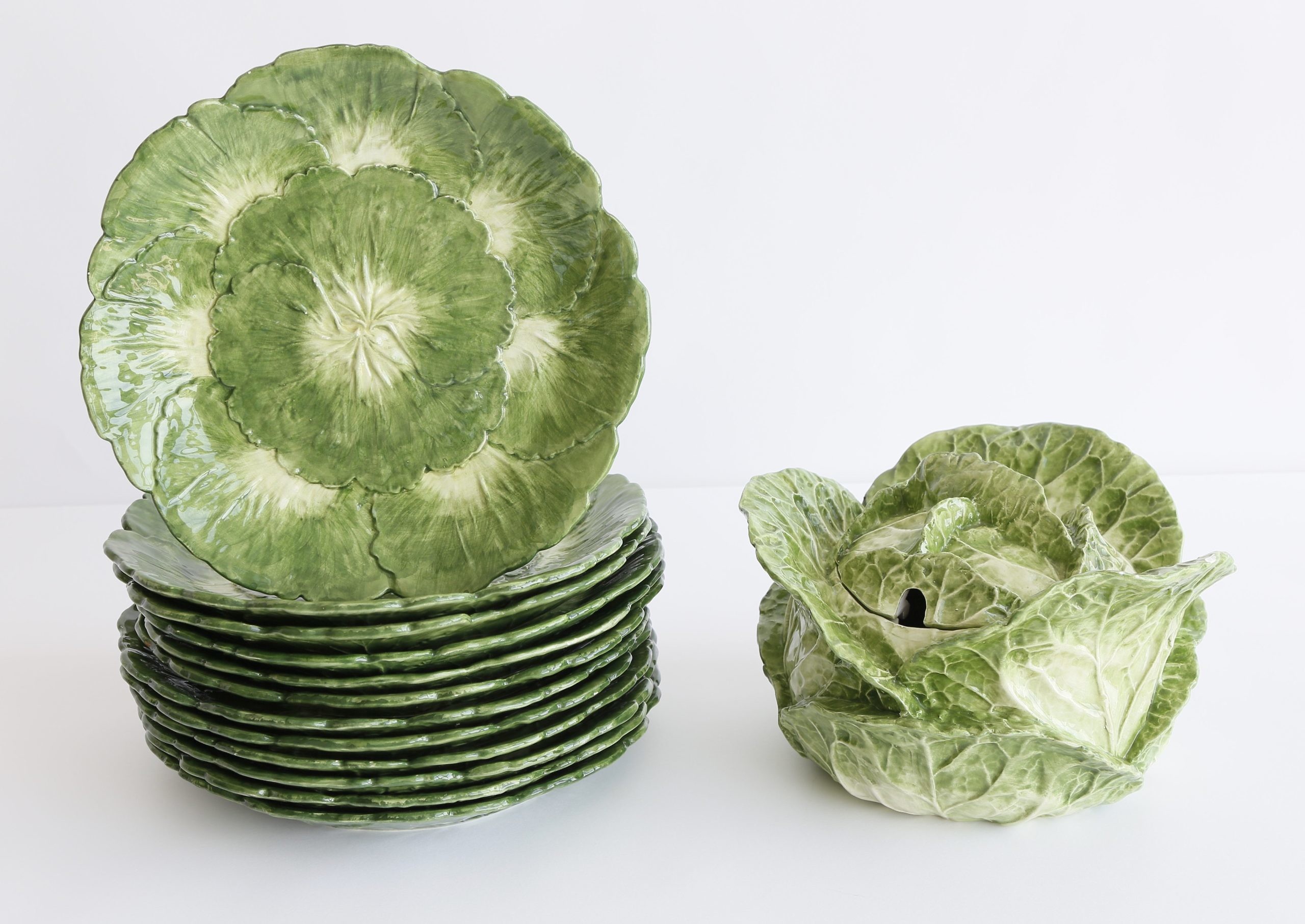Cabbage Leaf Ceramic Chargers - Set of 12 Cabbage Leaf Ceramic Chargers ...