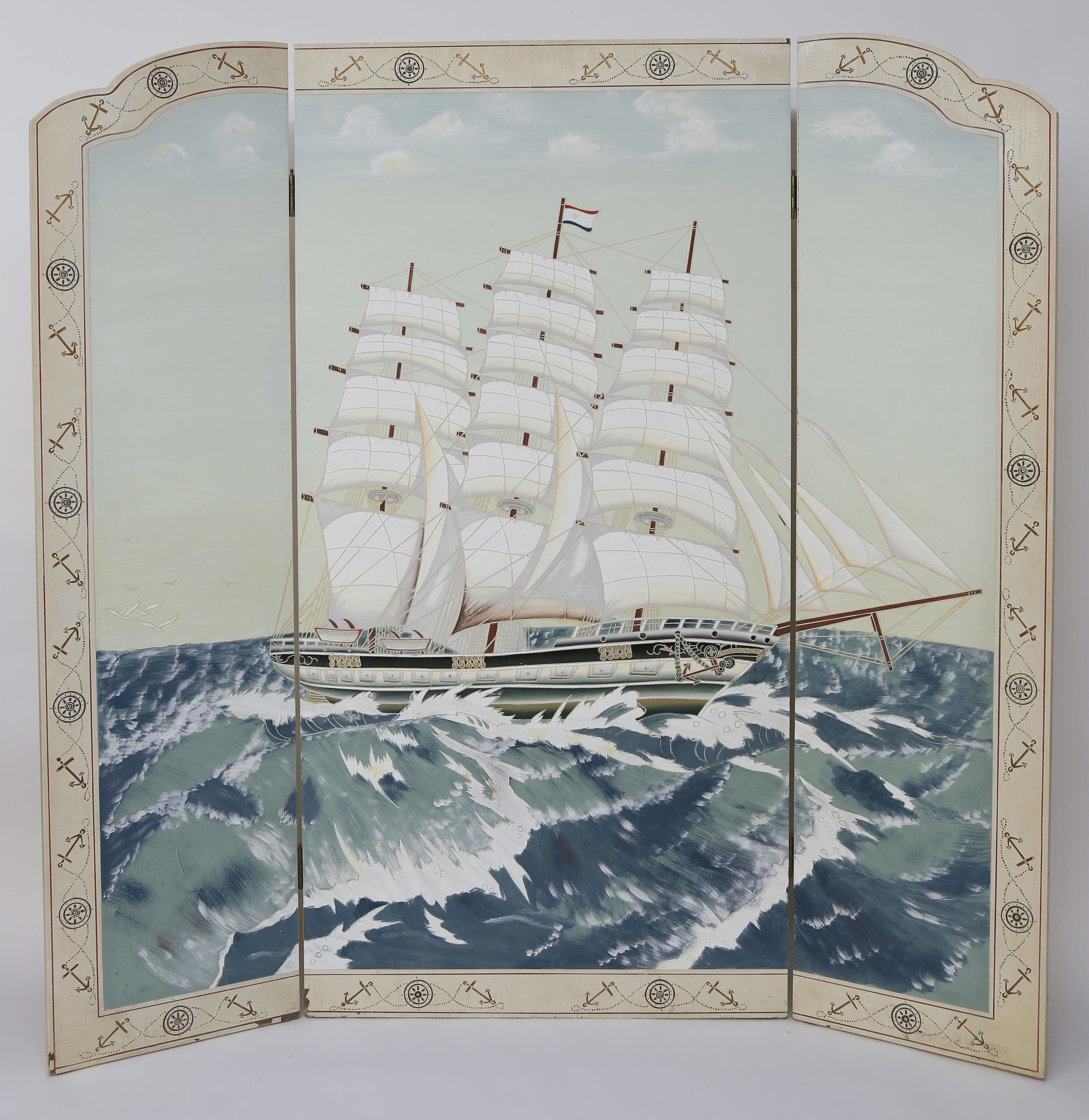 Contemporary Decorated Three-Fold Nautical Room Divider - Contemporary ...